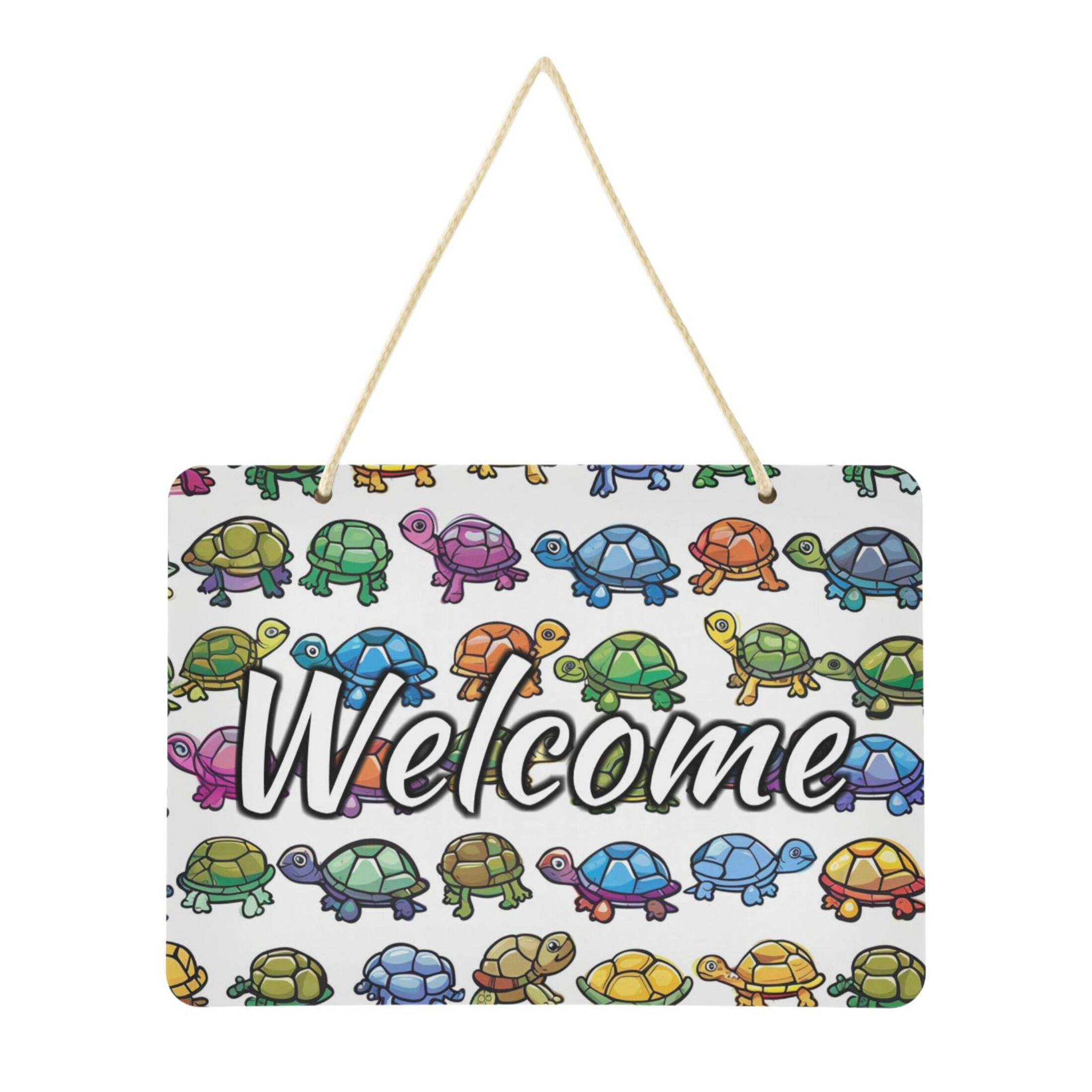 Welcome Door Sign Decoration Cartoon Turtle Cute 13.8" Rectangular ...