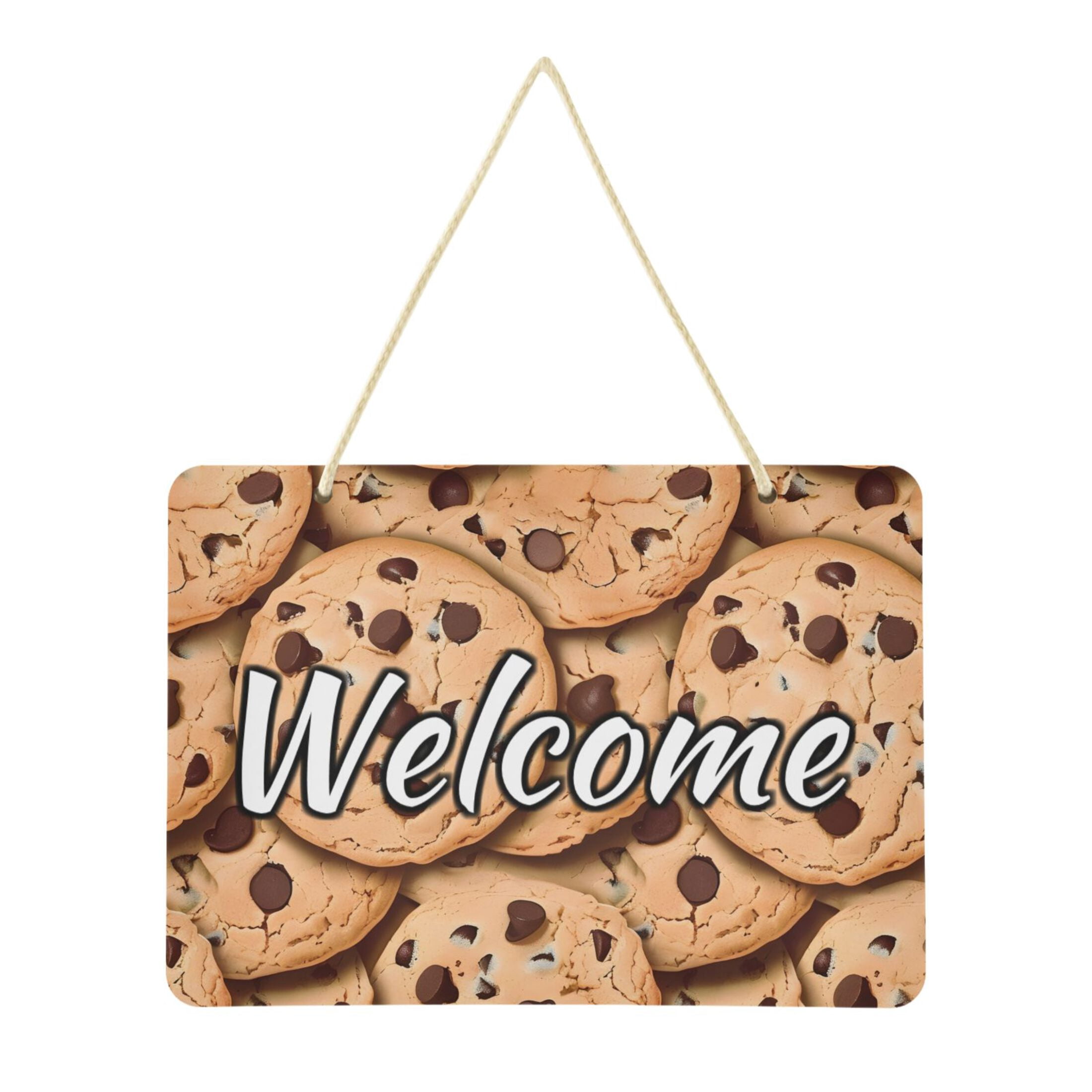 Welcome Door Sign Decoration Chocolate Cookies 13.8" Rectangular Front ...