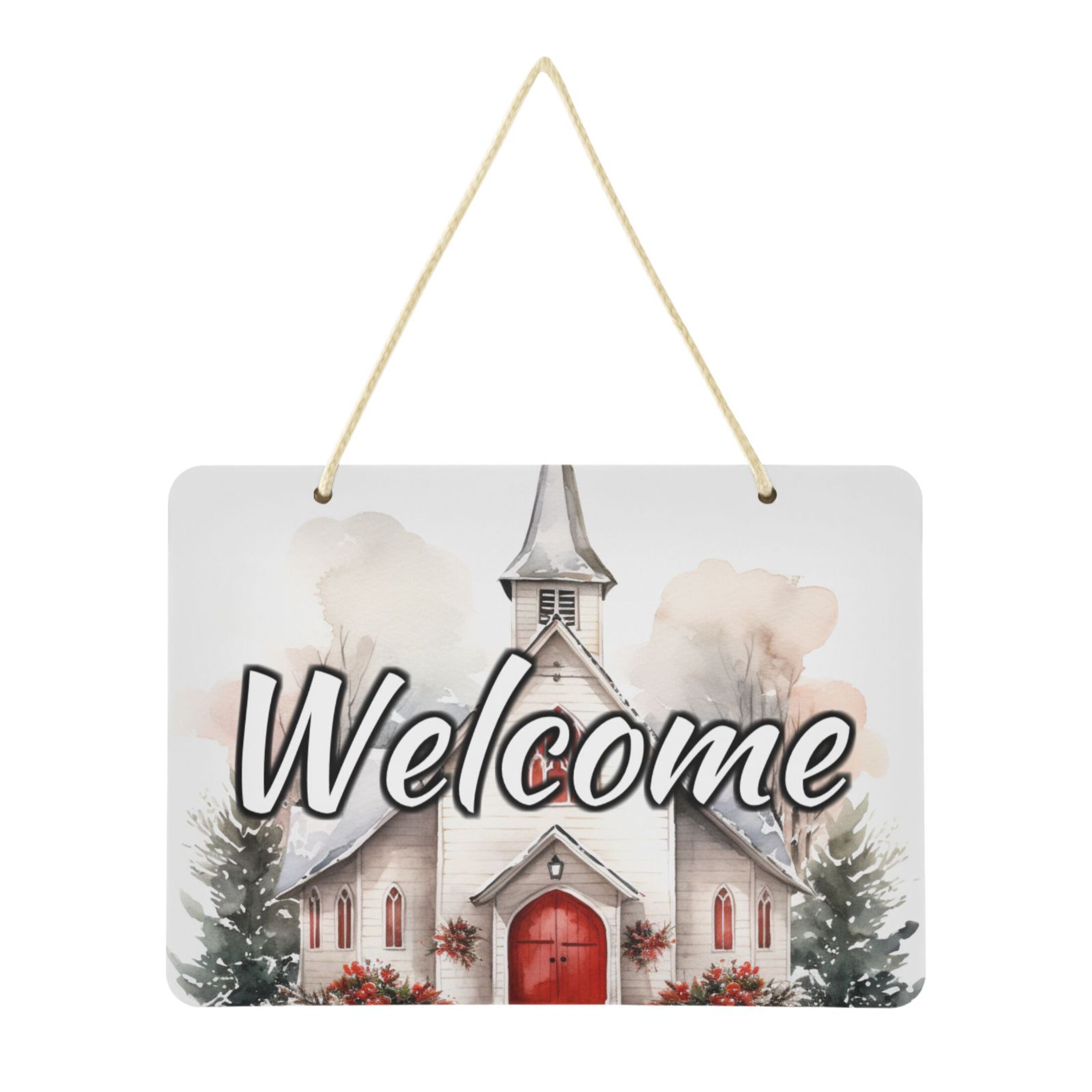 Welcome Door Sign Decoration Christmas Decor 13.8" Rectangular Front ...
