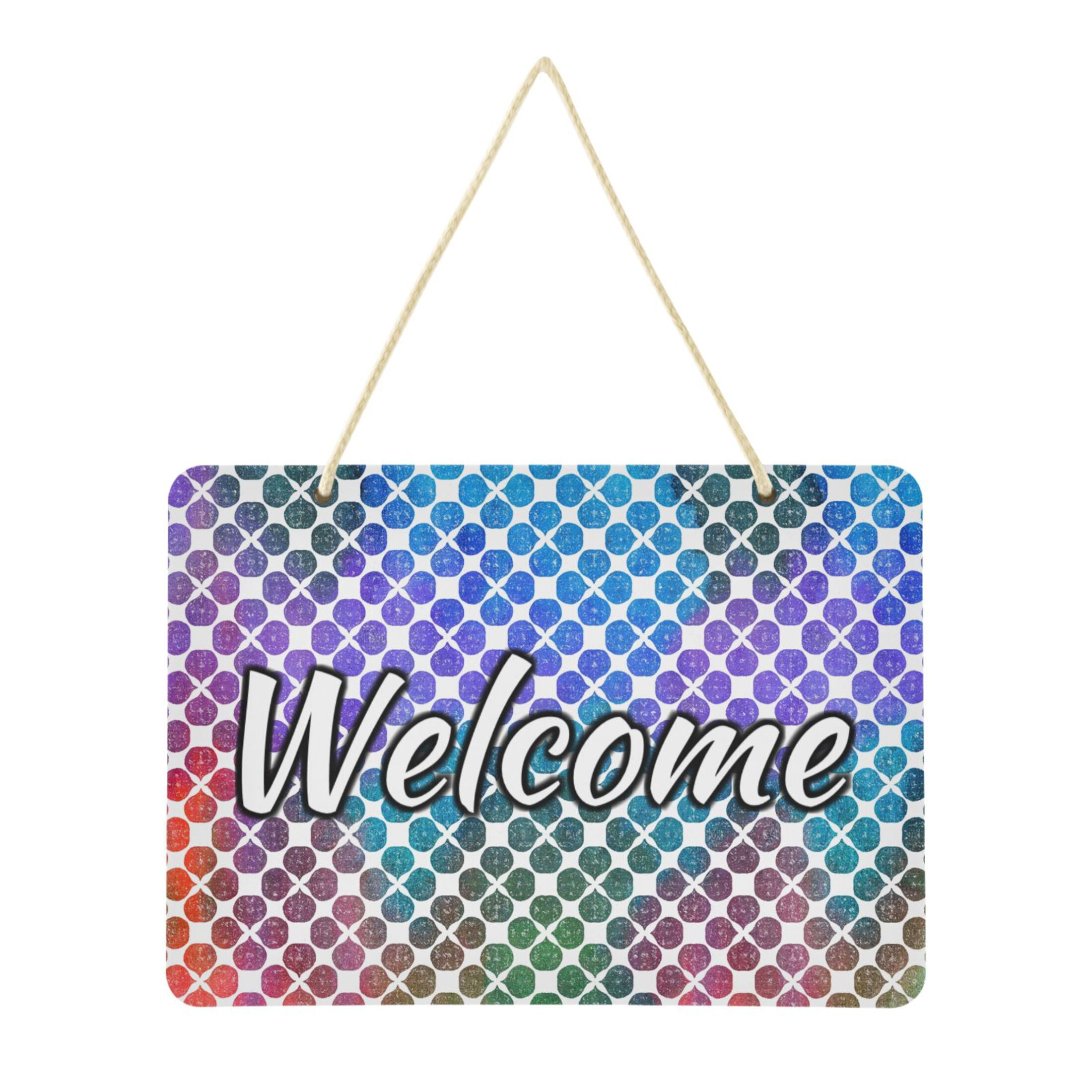 Welcome Door Sign Decoration Classic Polka Dots 13.8" Rectangular Front ...