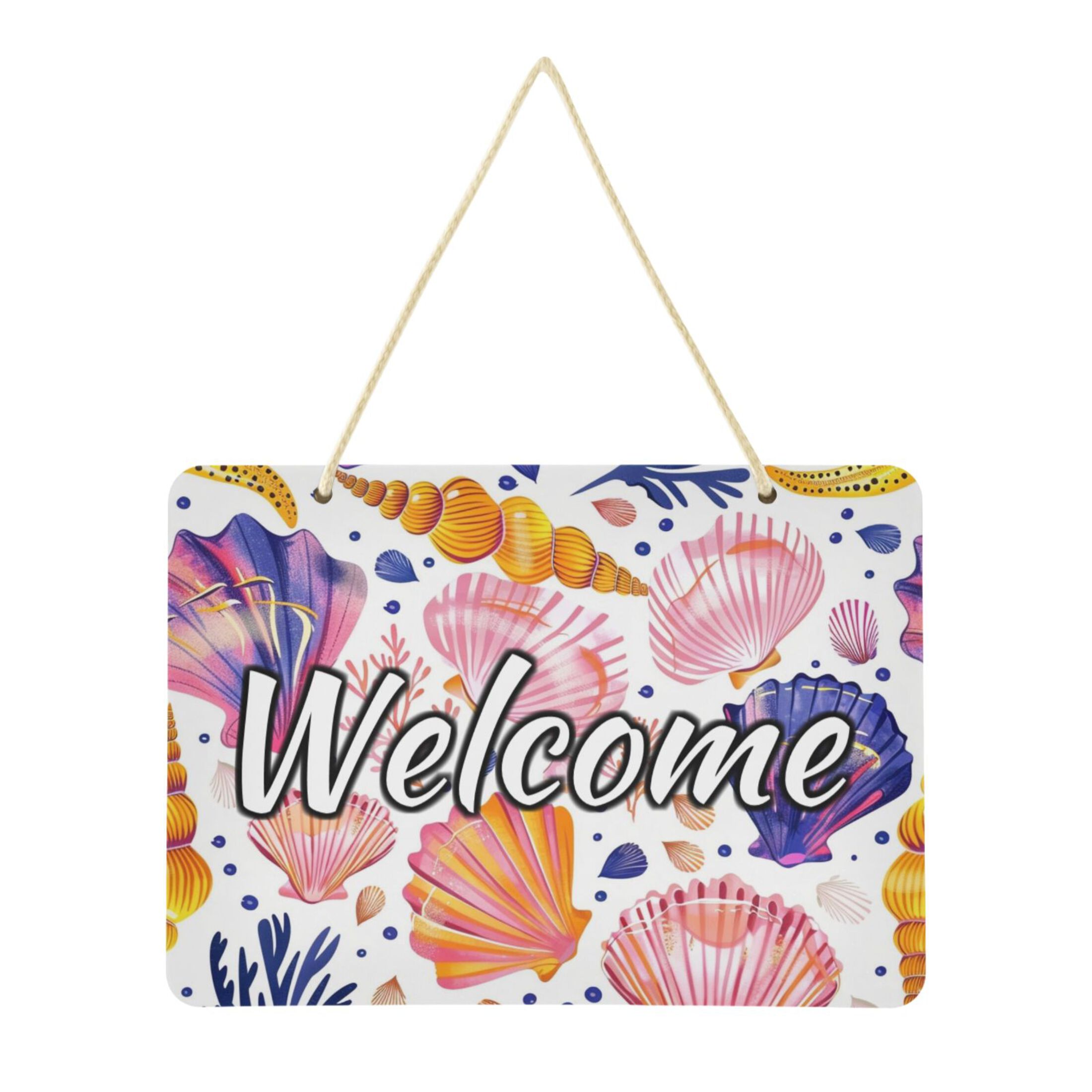 Welcome Door Sign Decoration Conch and Sea Shells Leaves 13.8 ...