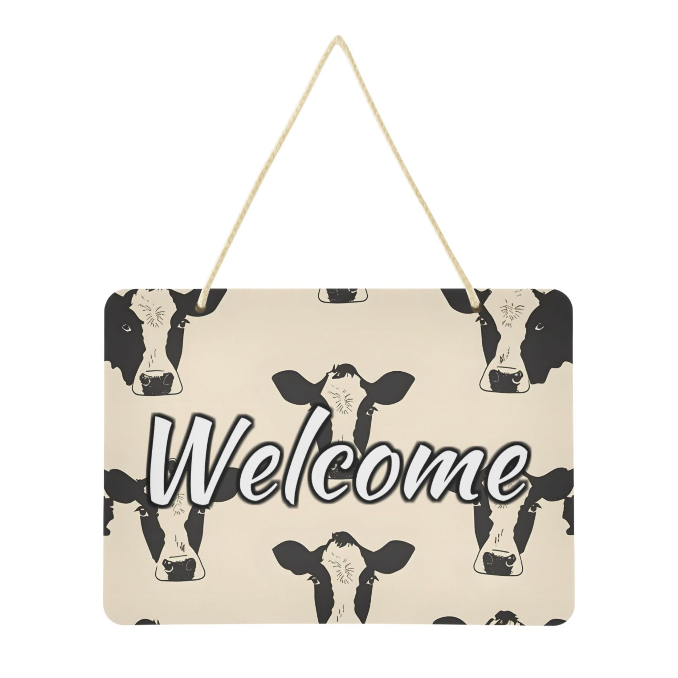 Welcome Door Sign Decoration Cows 13.8" Rectangular Front Entrance ...