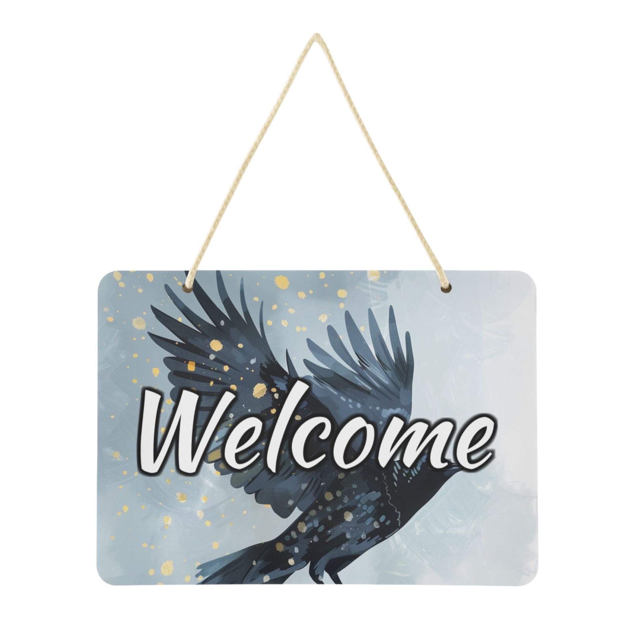 Welcome Door Sign Decoration Crow 13.8" Rectangular Front Entrance ...