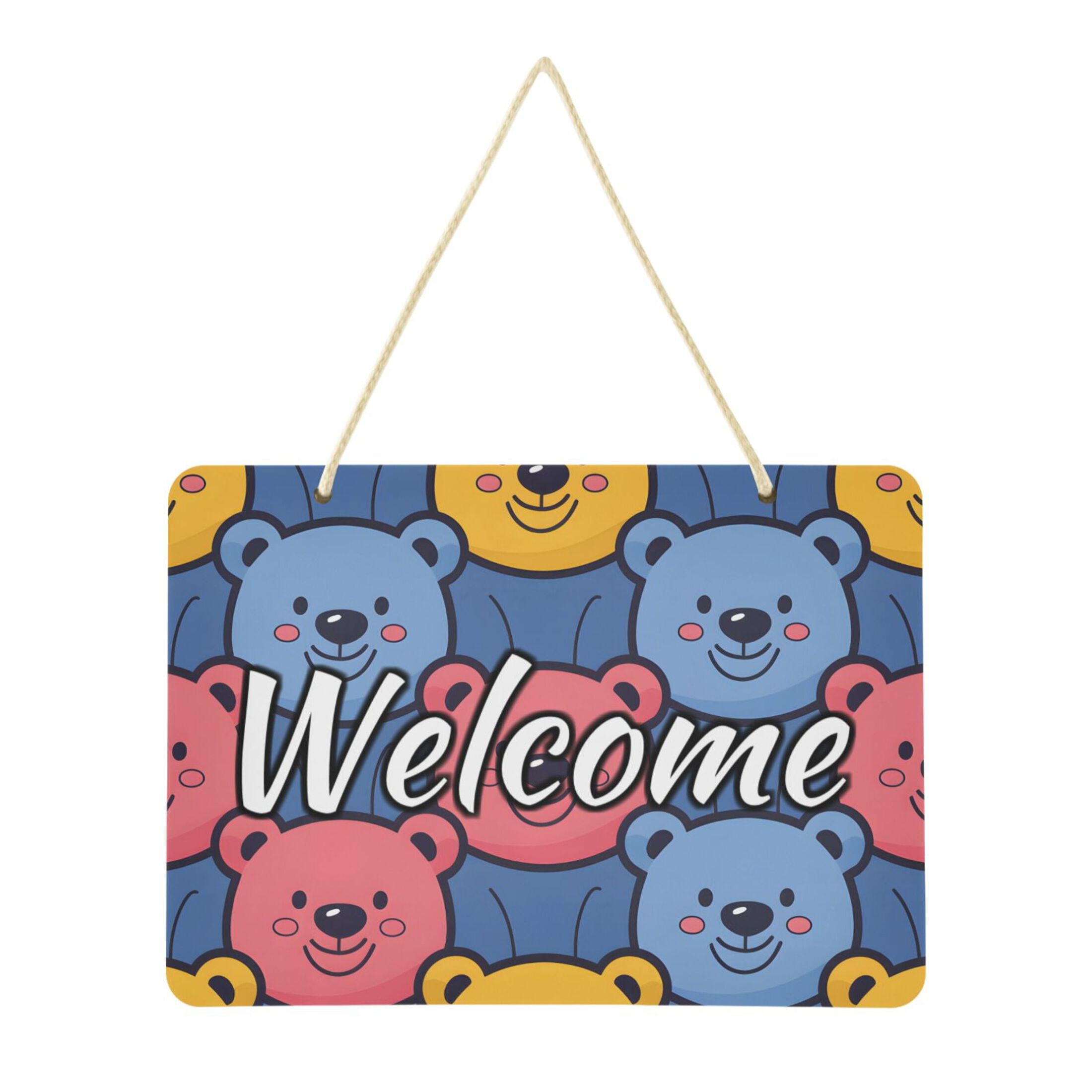 Welcome Door Sign Decoration Cute Bears 13.8" Rectangular Front ...
