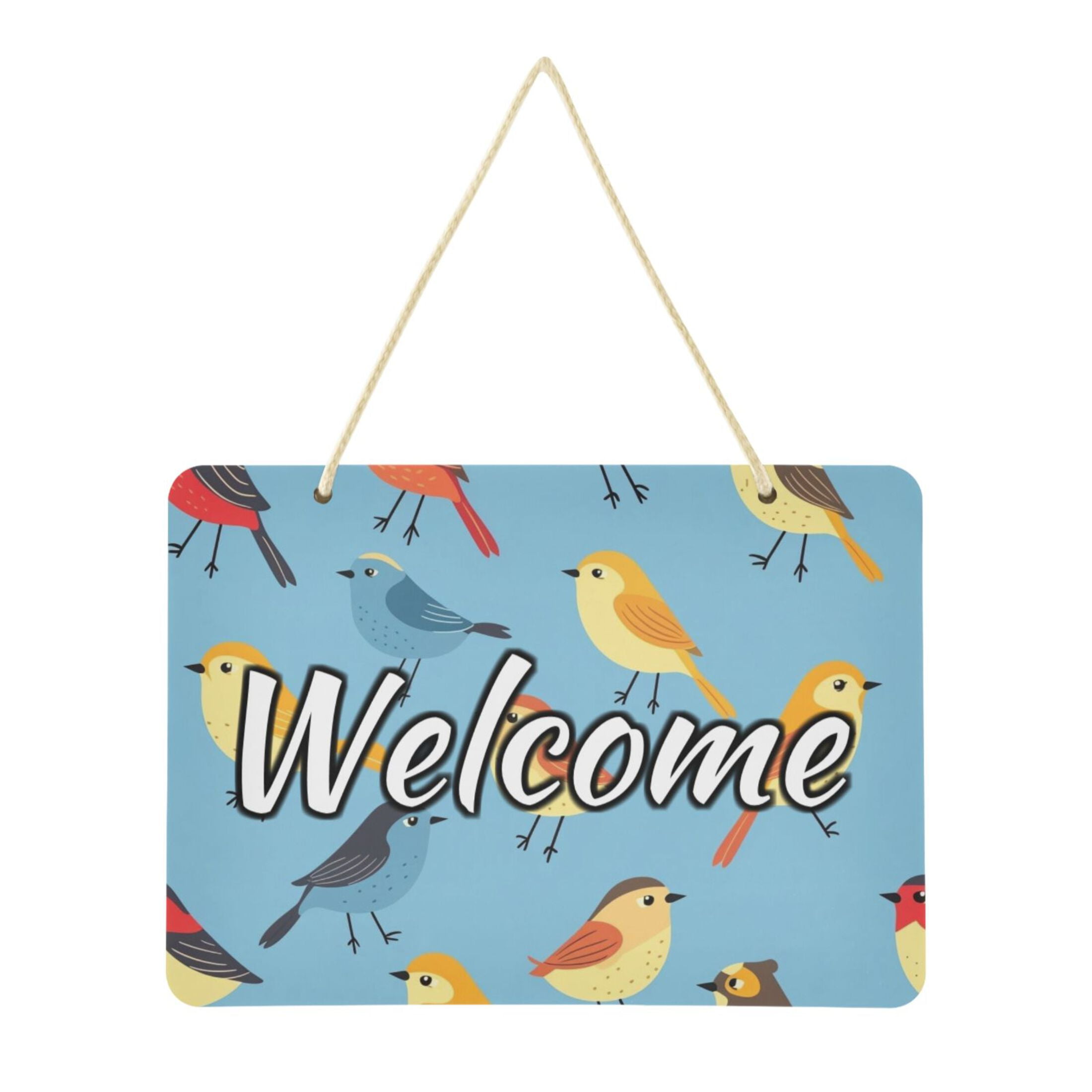 Welcome Door Sign Decoration Cute Birds 13.8" Rectangular Front ...