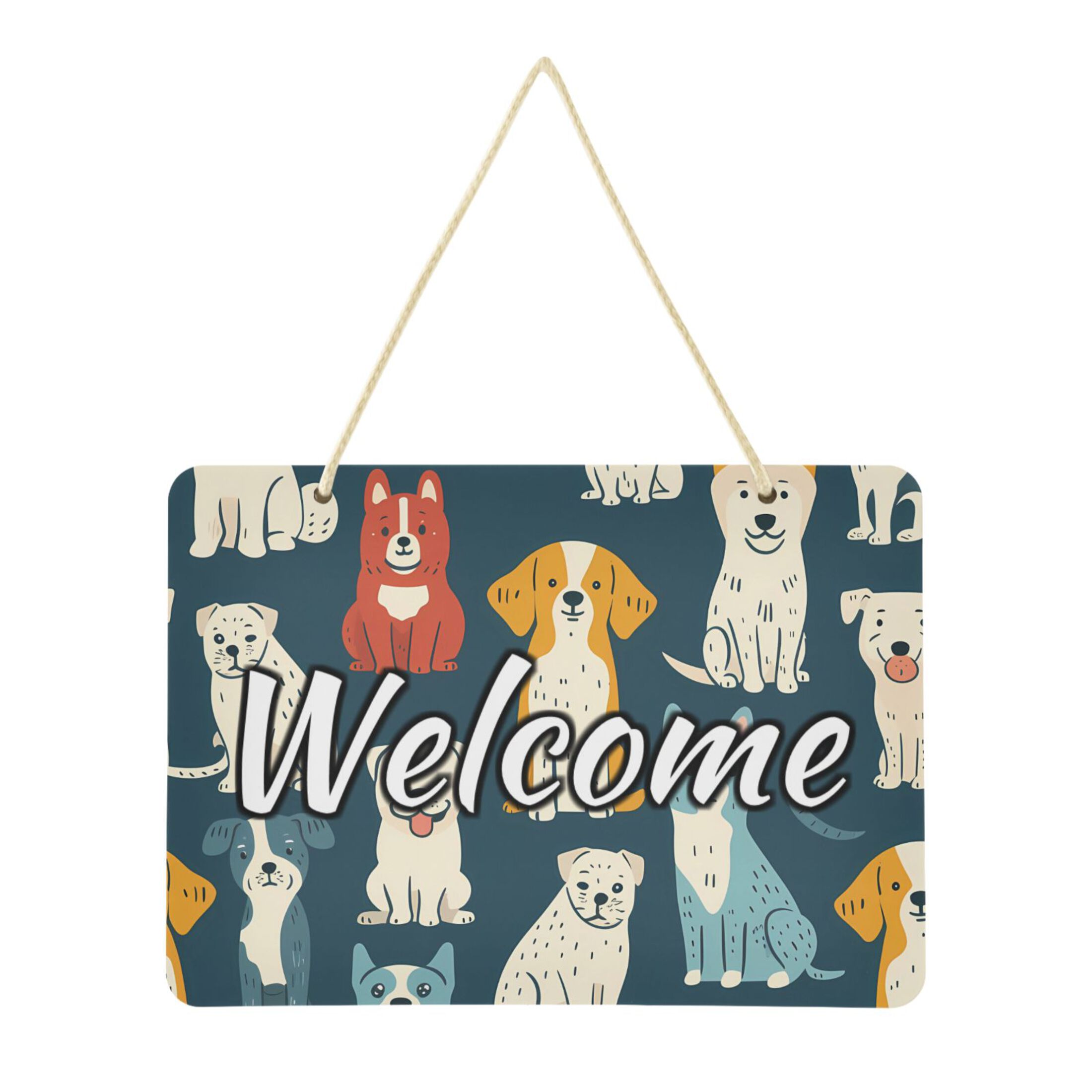 Welcome Door Sign Decoration Cute Dogs Different 13.8" Rectangular ...