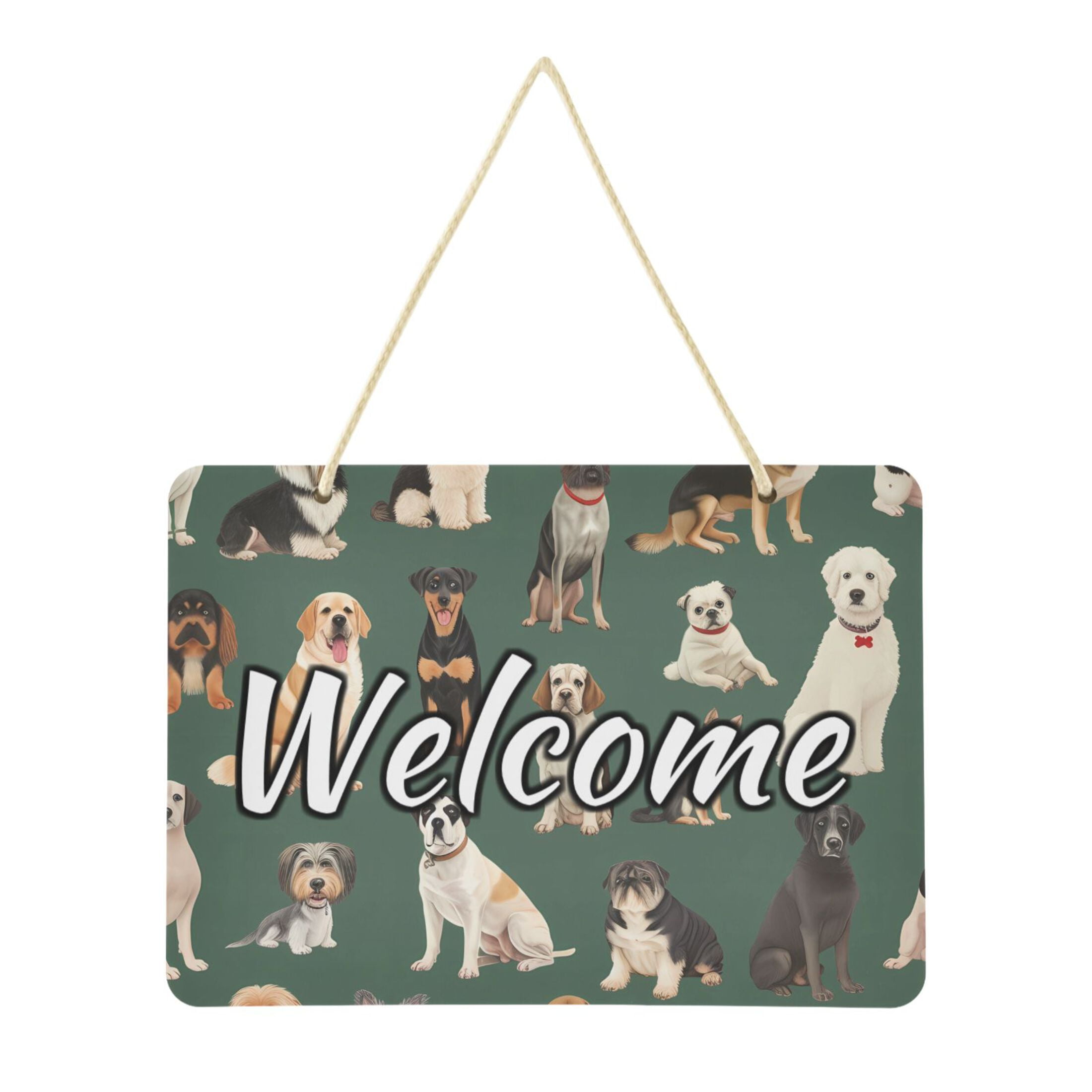 Welcome Door Sign Decoration Cute Dogs Different 13.8" Rectangular ...