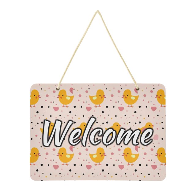 Welcome Door Sign Decoration Cute Ducks and Polka Dots 13.8 ...