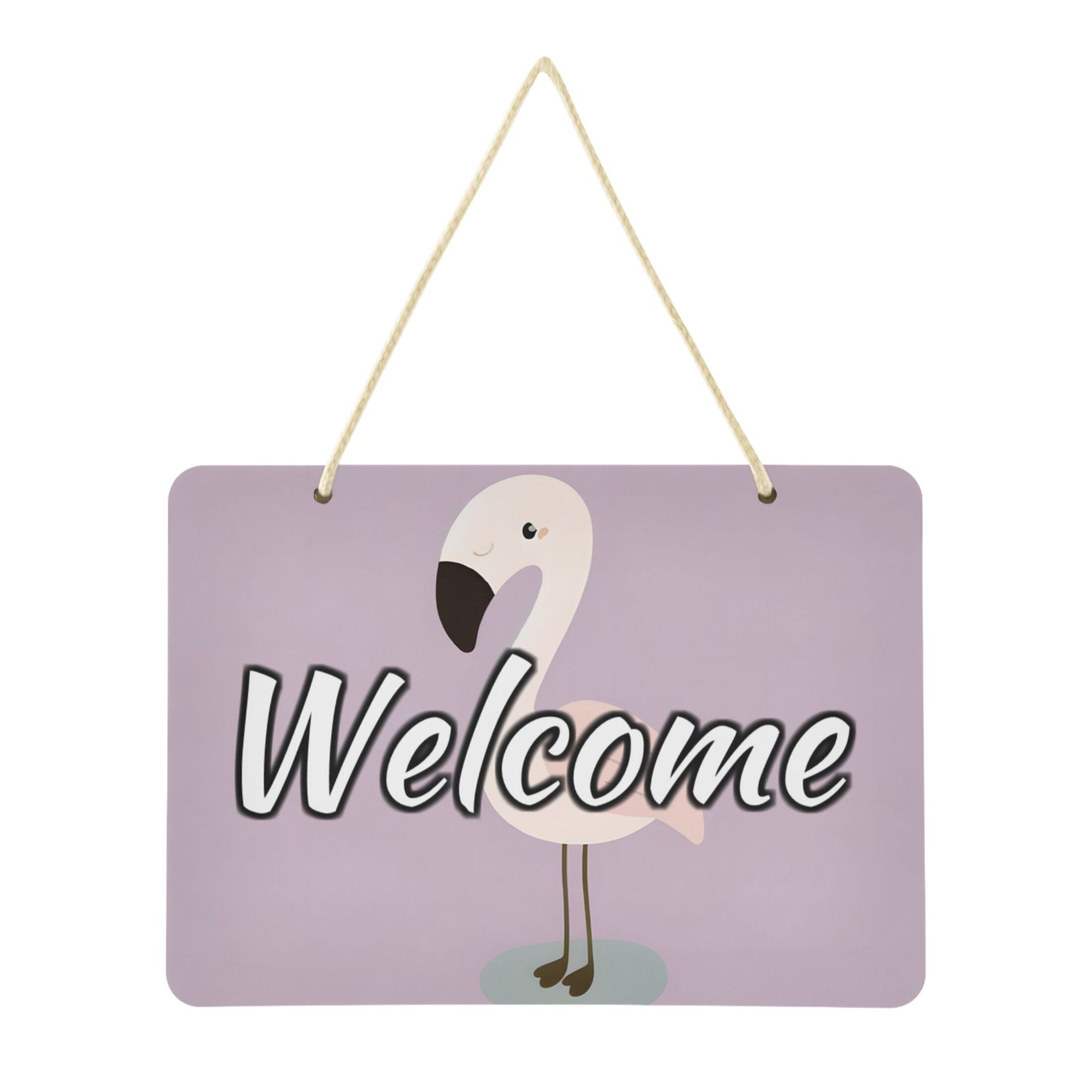 Welcome Door Sign Decoration Cute Flamingo 13.8" Rectangular Front ...