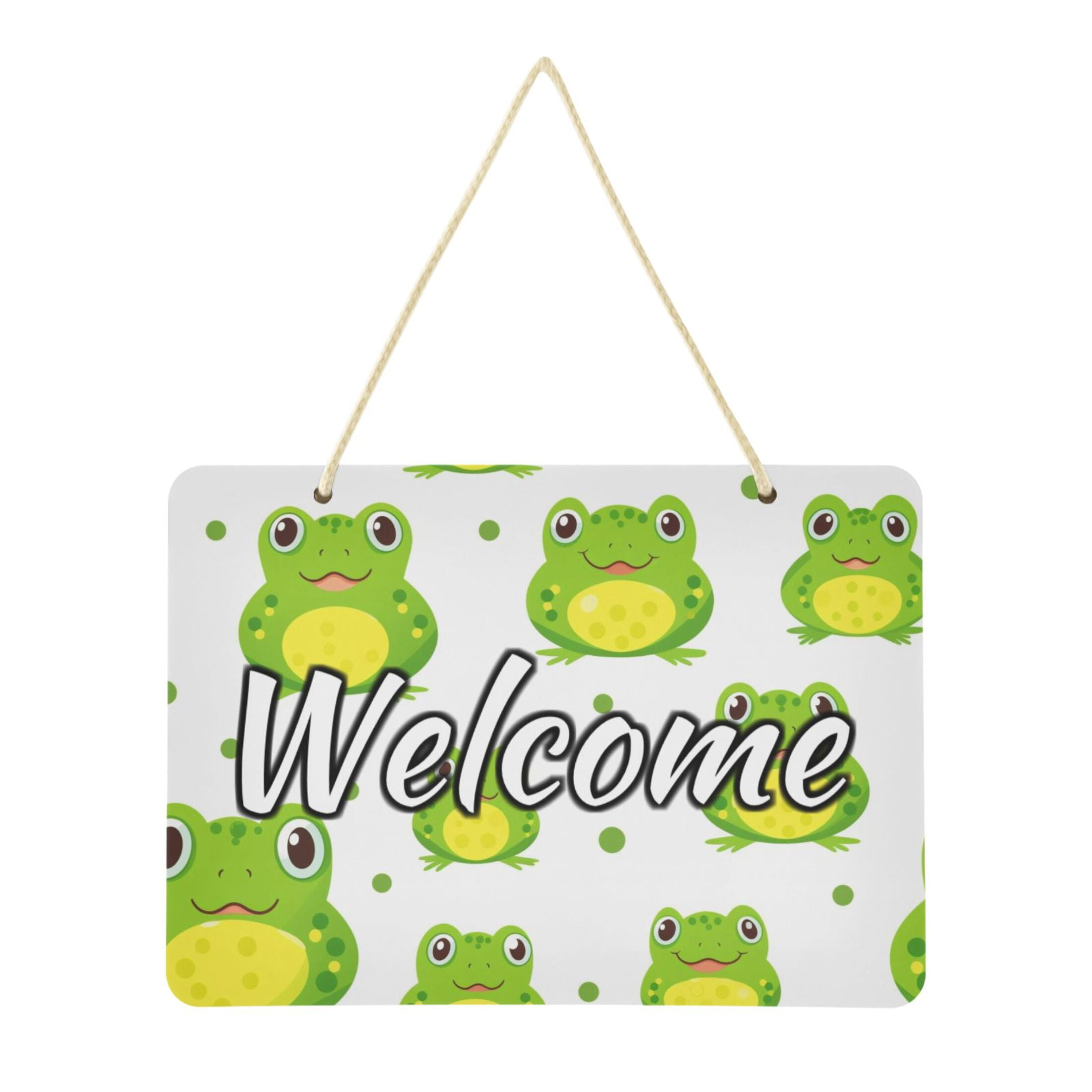 Welcome Door Sign Decoration Cute Frog 13.8" Rectangular Front Entrance ...