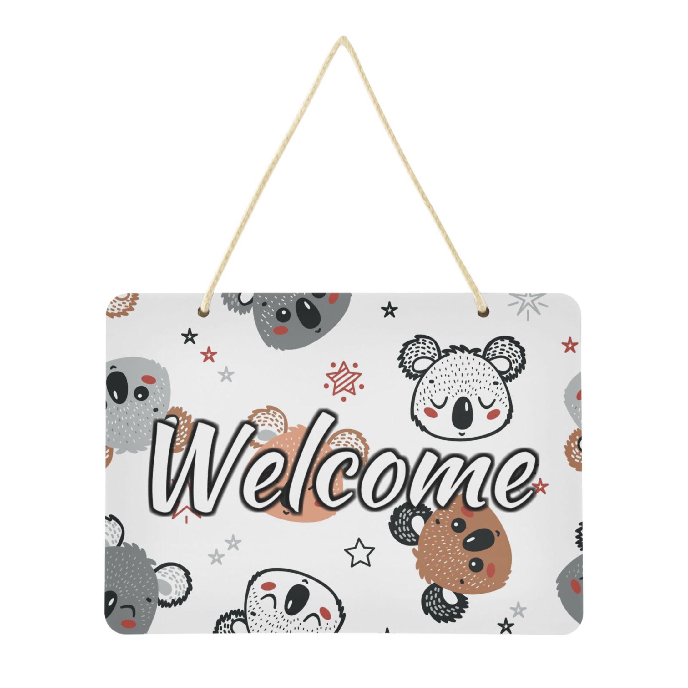 Welcome Door Sign Decoration Cute Koala Bears and Stars 13.8 ...