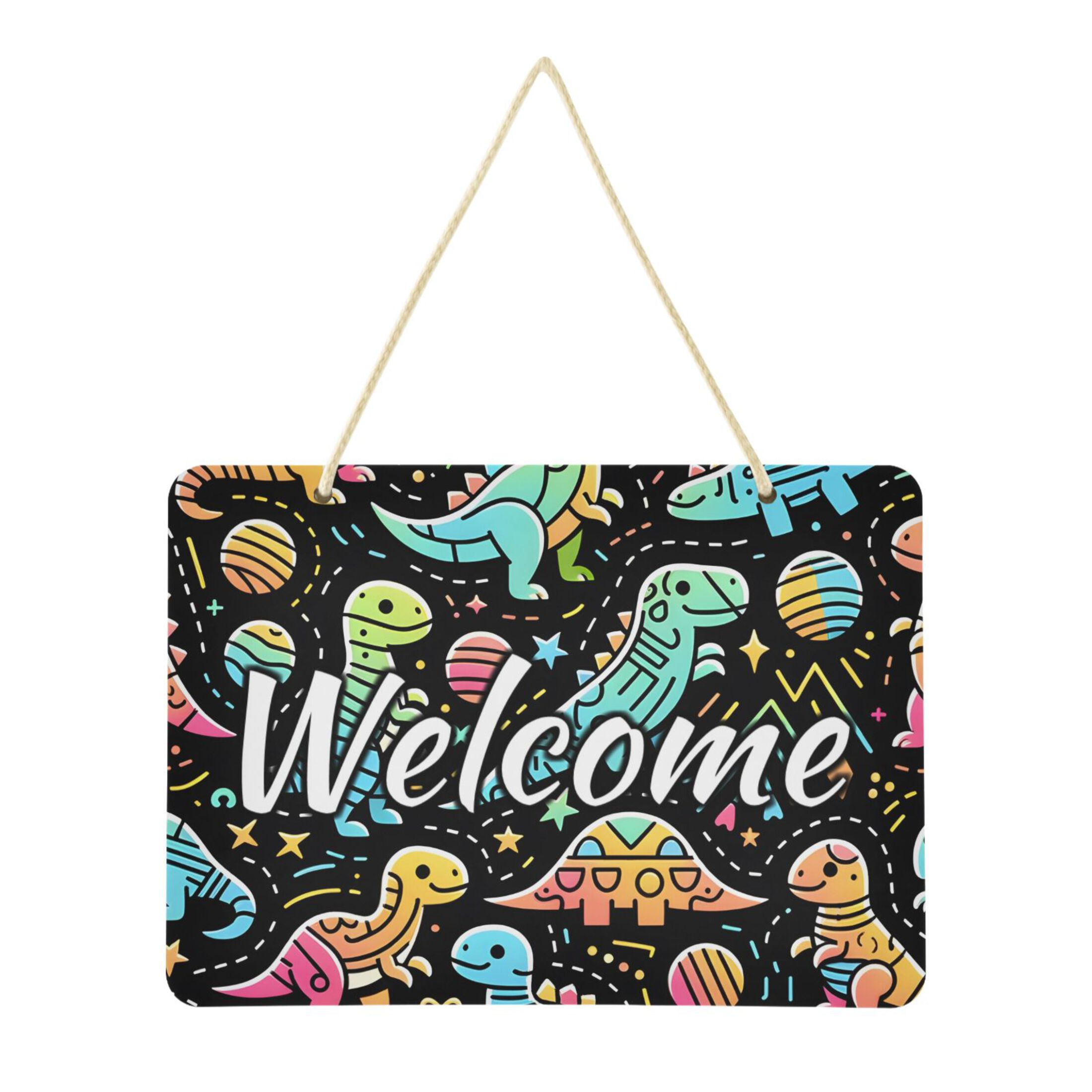 Welcome Door Sign Decoration Cute Magic Line Dinosaurs 13.8 ...