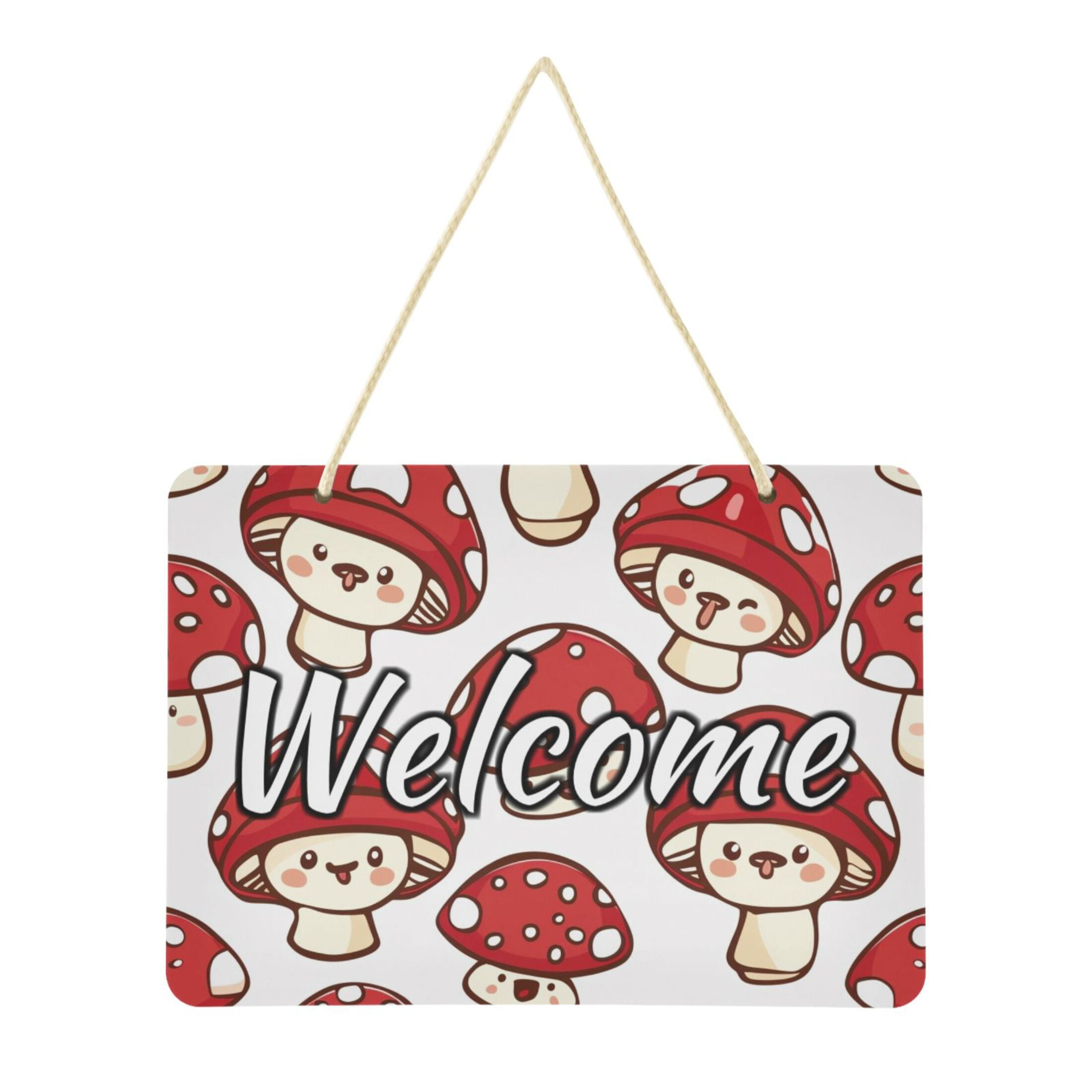 Welcome Door Sign Decoration Cute Mushrooms 13.8" Rectangular Front ...