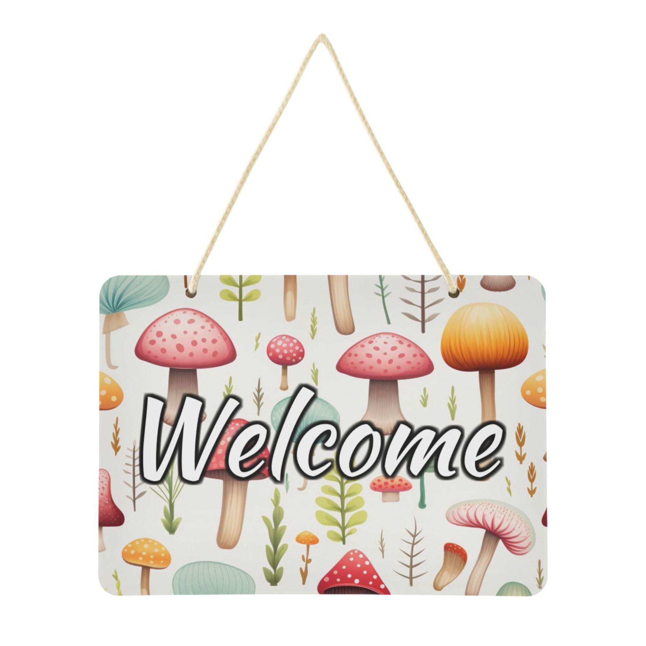 Welcome Door Sign Decoration Cute Mushrooms 13.8" Rectangular Front ...