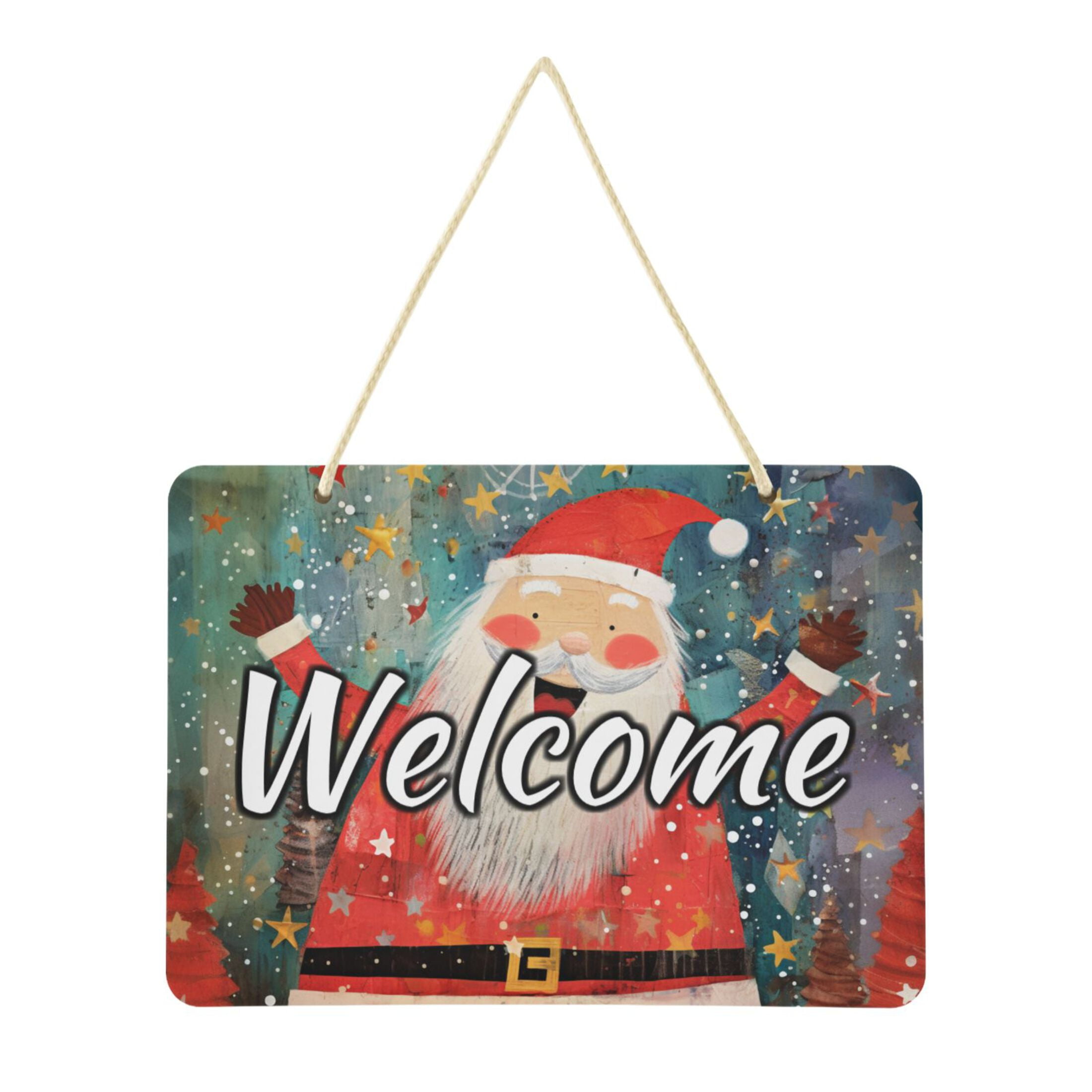 Welcome Door Sign Decoration Cute Santa Claus Christmas 13.8 ...