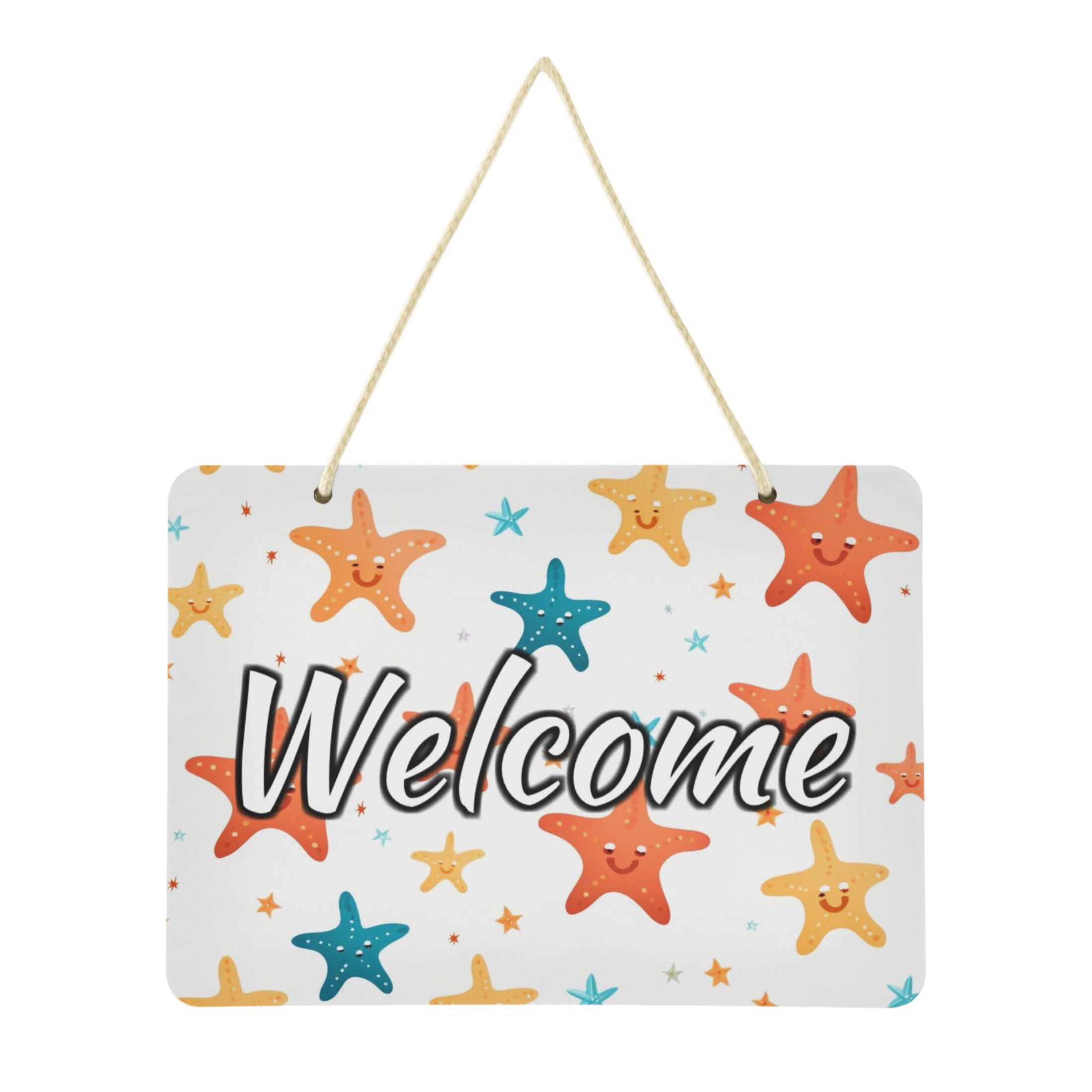 Welcome Door Sign Decoration Cute Starfish 13.8" Rectangular Front ...