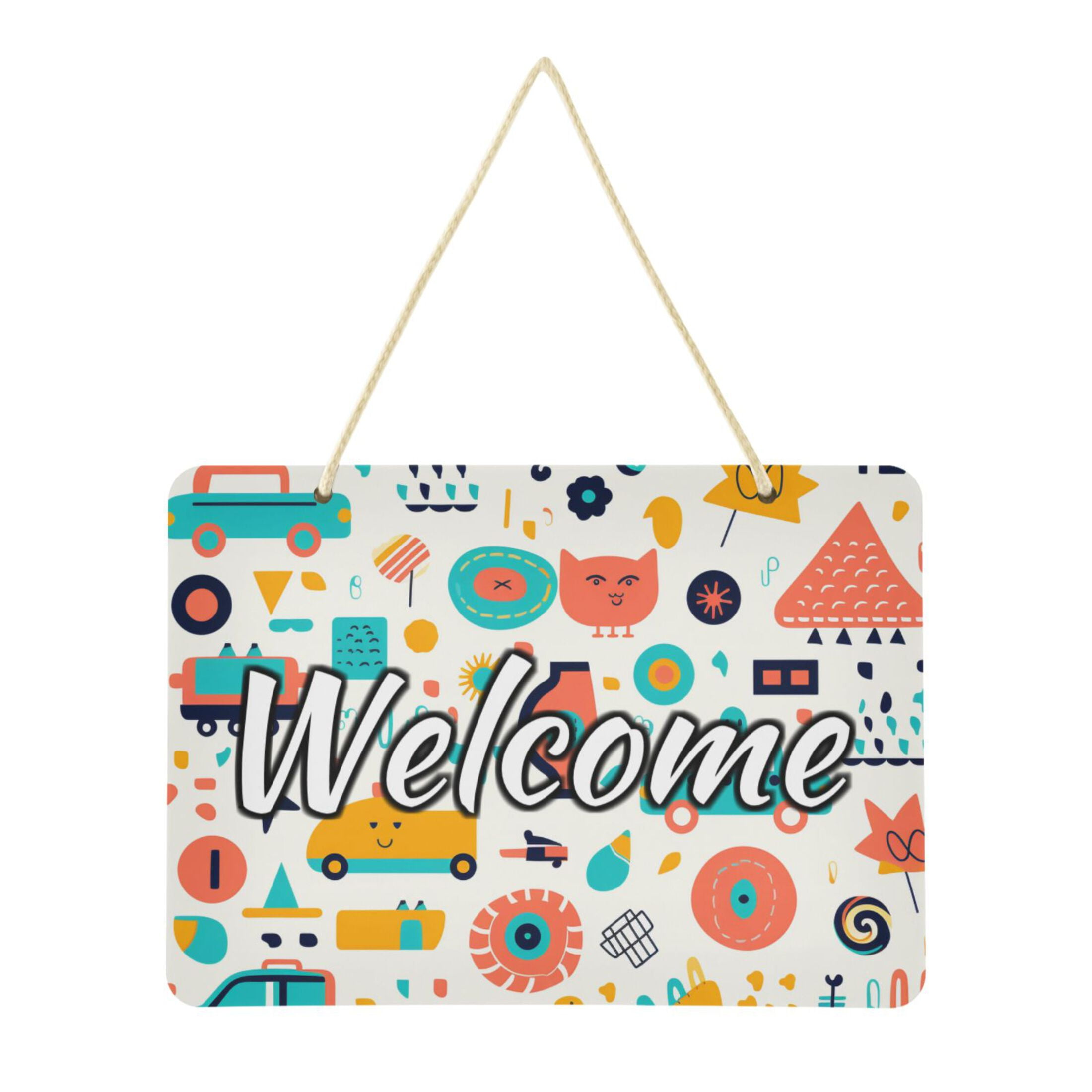 Welcome Door Sign Decoration Cute Trucks 13.8" Rectangular Front ...