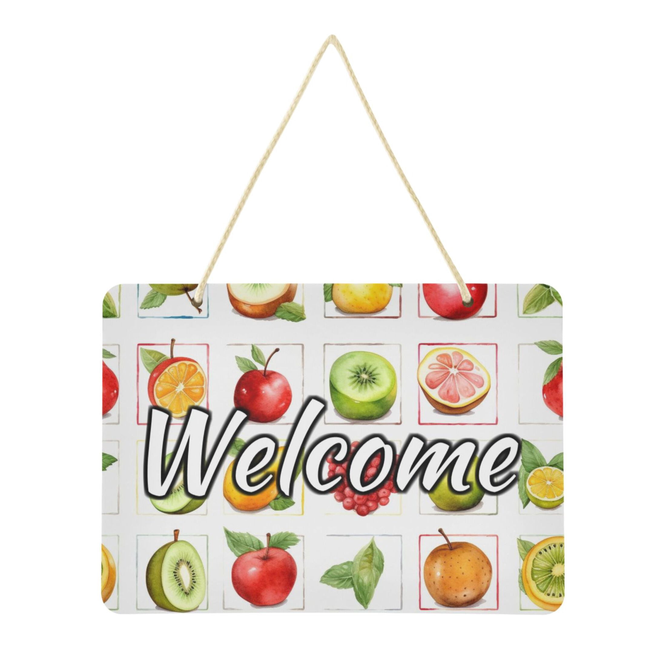 Welcome Door Sign Decoration Difference Fruit 13.8" Rectangular Front ...