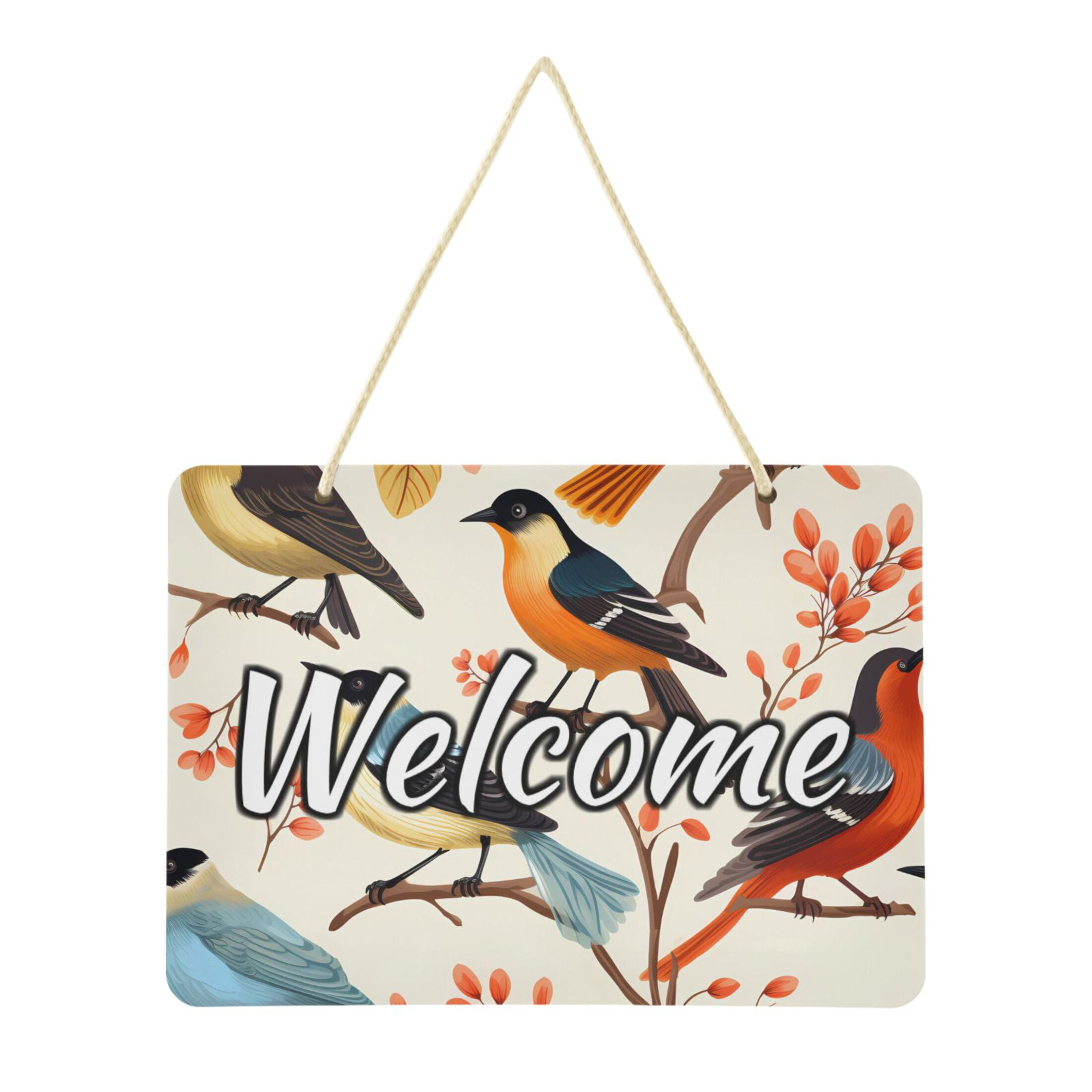 Welcome Door Sign Decoration Different Cute Birds on Branch 13.8 ...