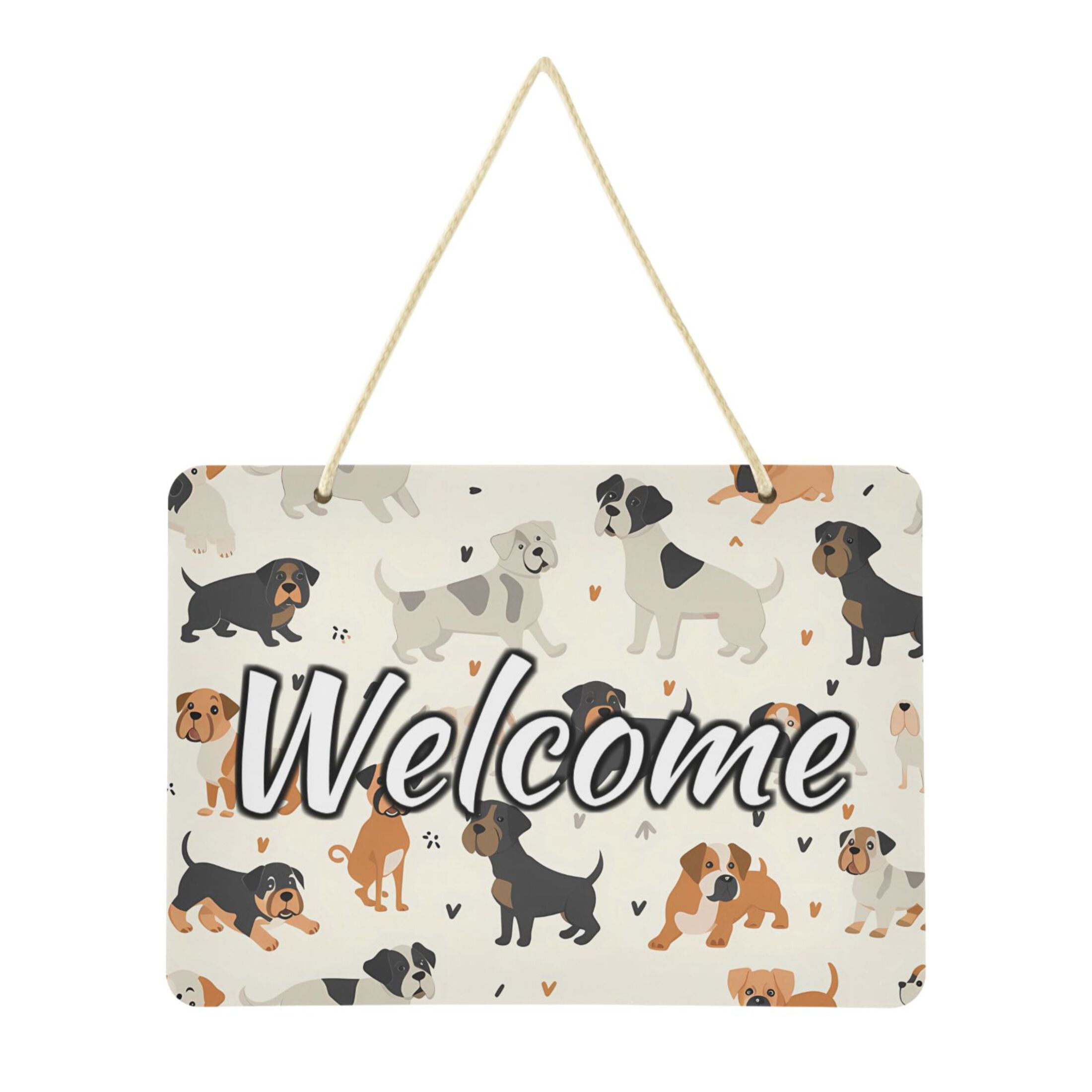 Welcome Door Sign Decoration Dogs Cartoon 13.8" Rectangular Front ...