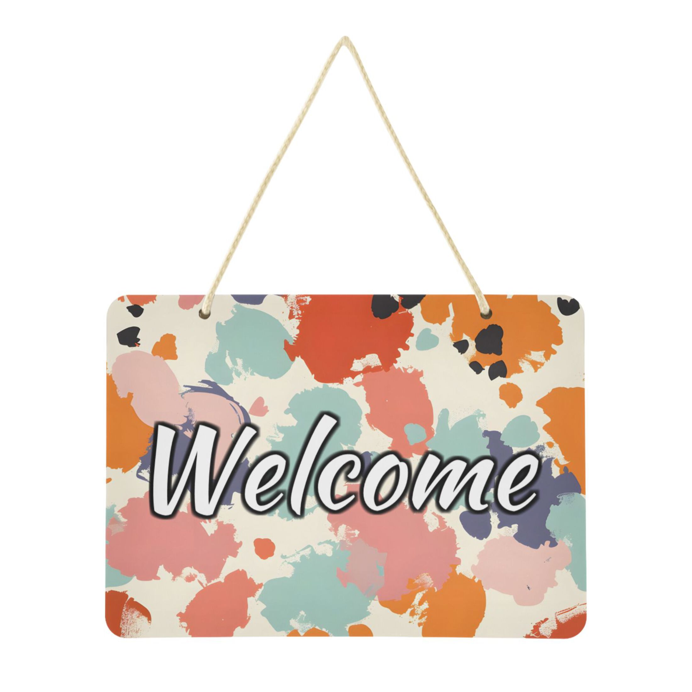 Welcome Door Sign Decoration Doodle Spots 13.8" Rectangular Front ...