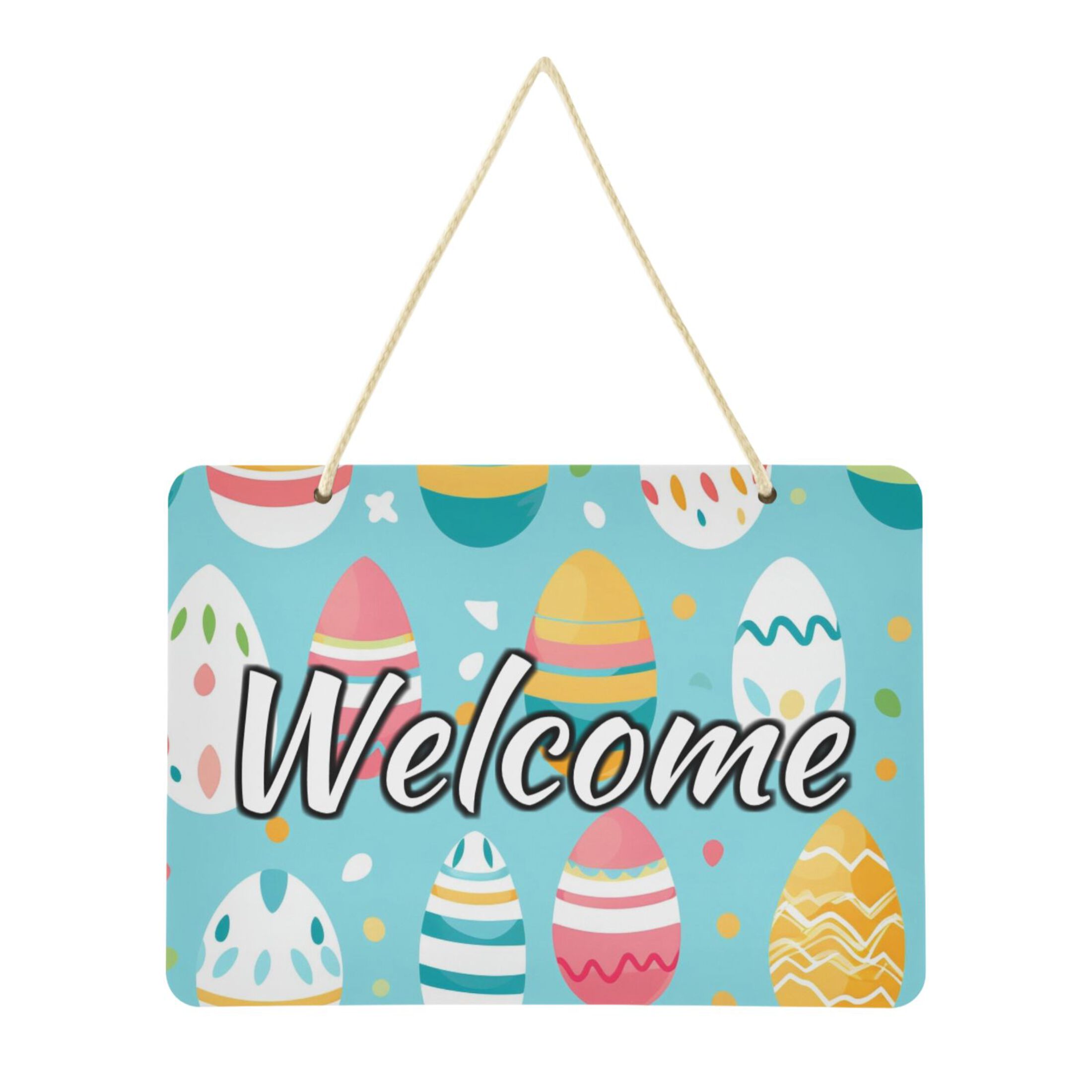 Welcome Door Sign Decoration Easter Egg 13.8" Rectangular Front ...
