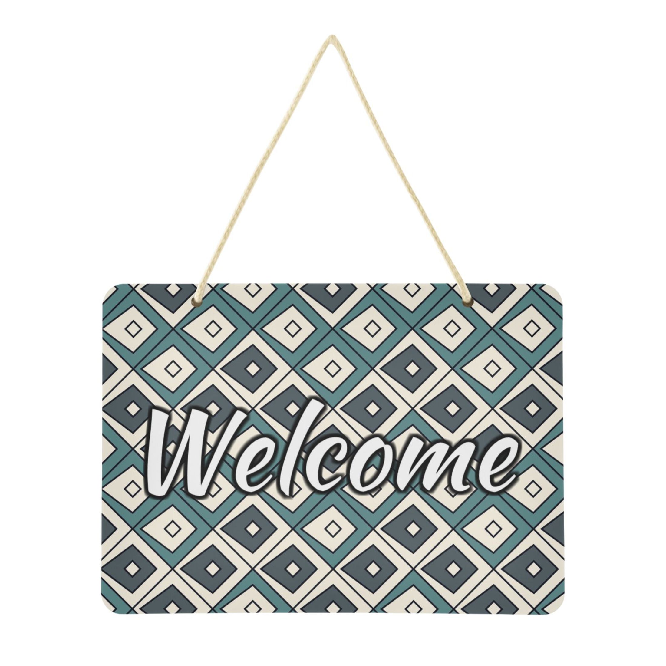 Welcome Door Sign Decoration Ethnic Tribal Geometric 13.8" Rectangular ...