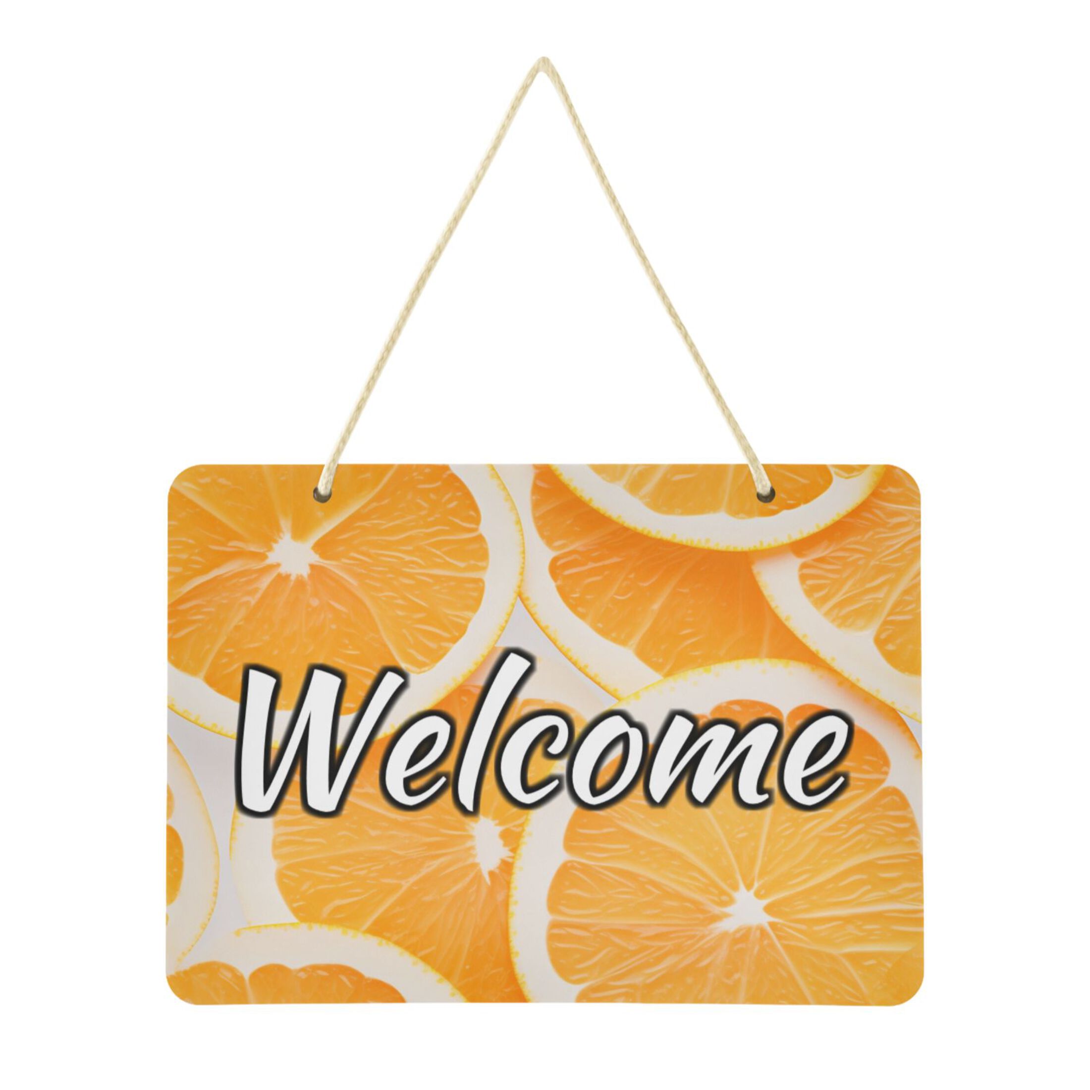 Welcome Door Sign Decoration Fruit Orange 13.8" Rectangular Front ...