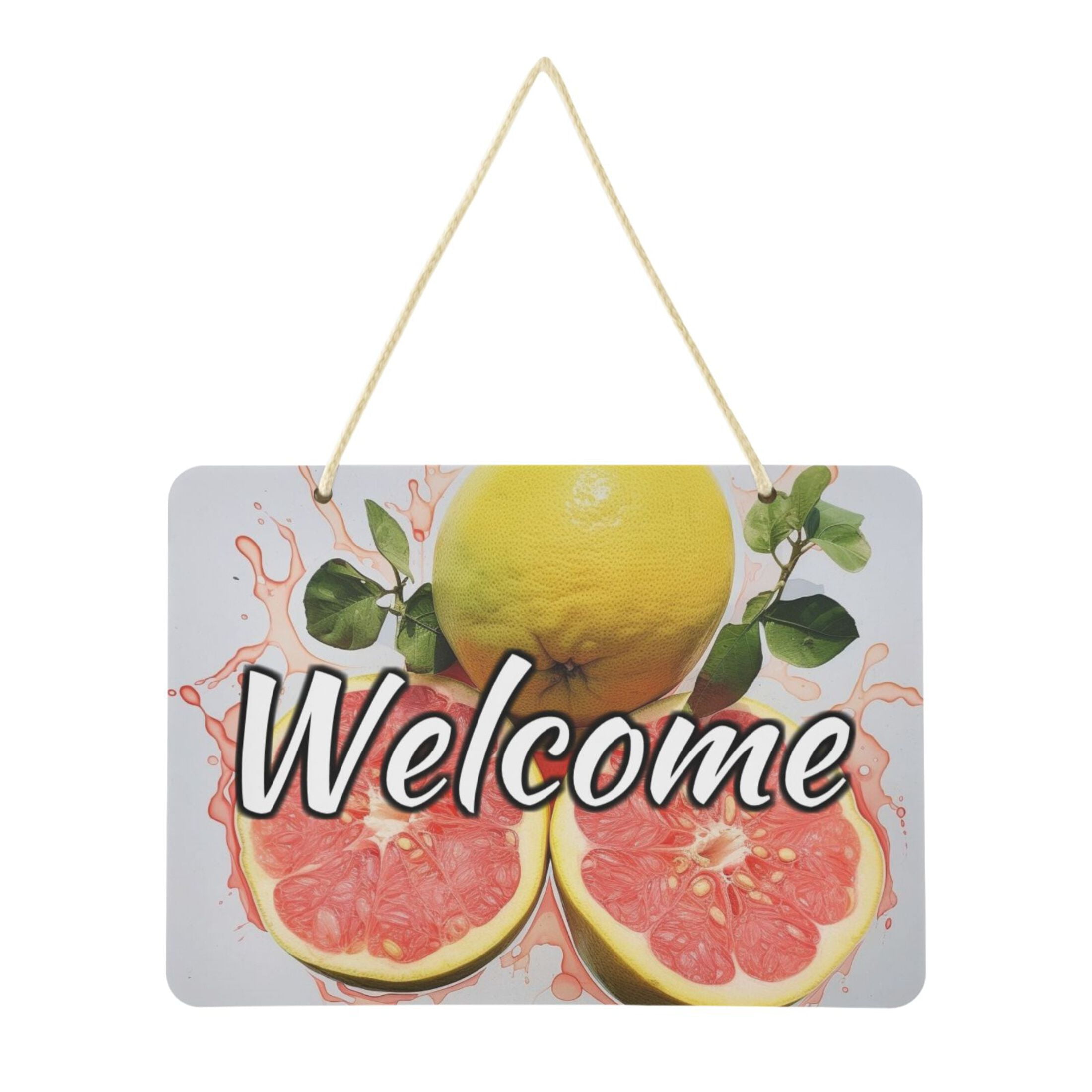 Welcome Door Sign Decoration Fruits 13.8" Rectangular Front Entrance ...