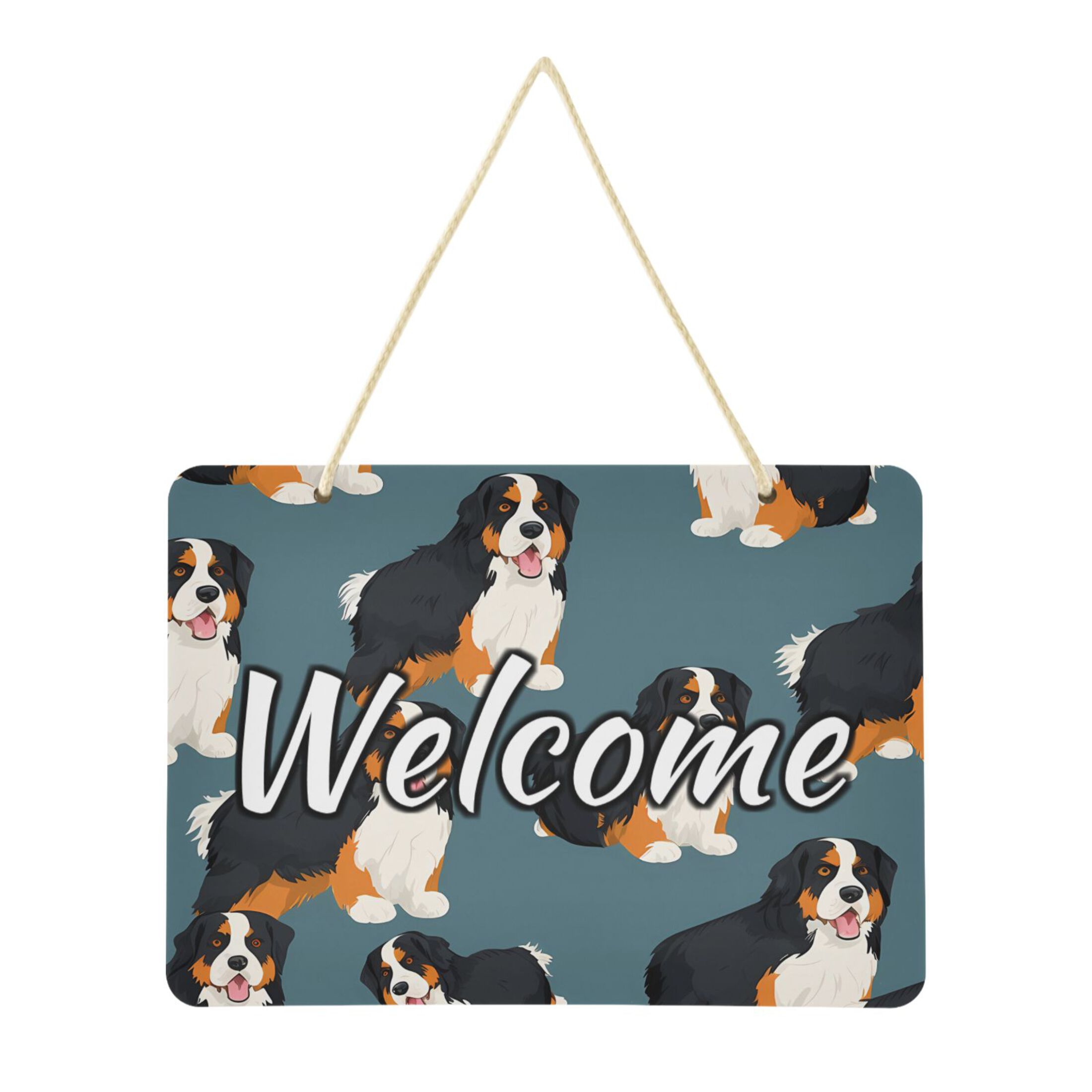 Welcome Door Sign Decoration Funny Cute Dogs 13.8" Rectangular Front ...