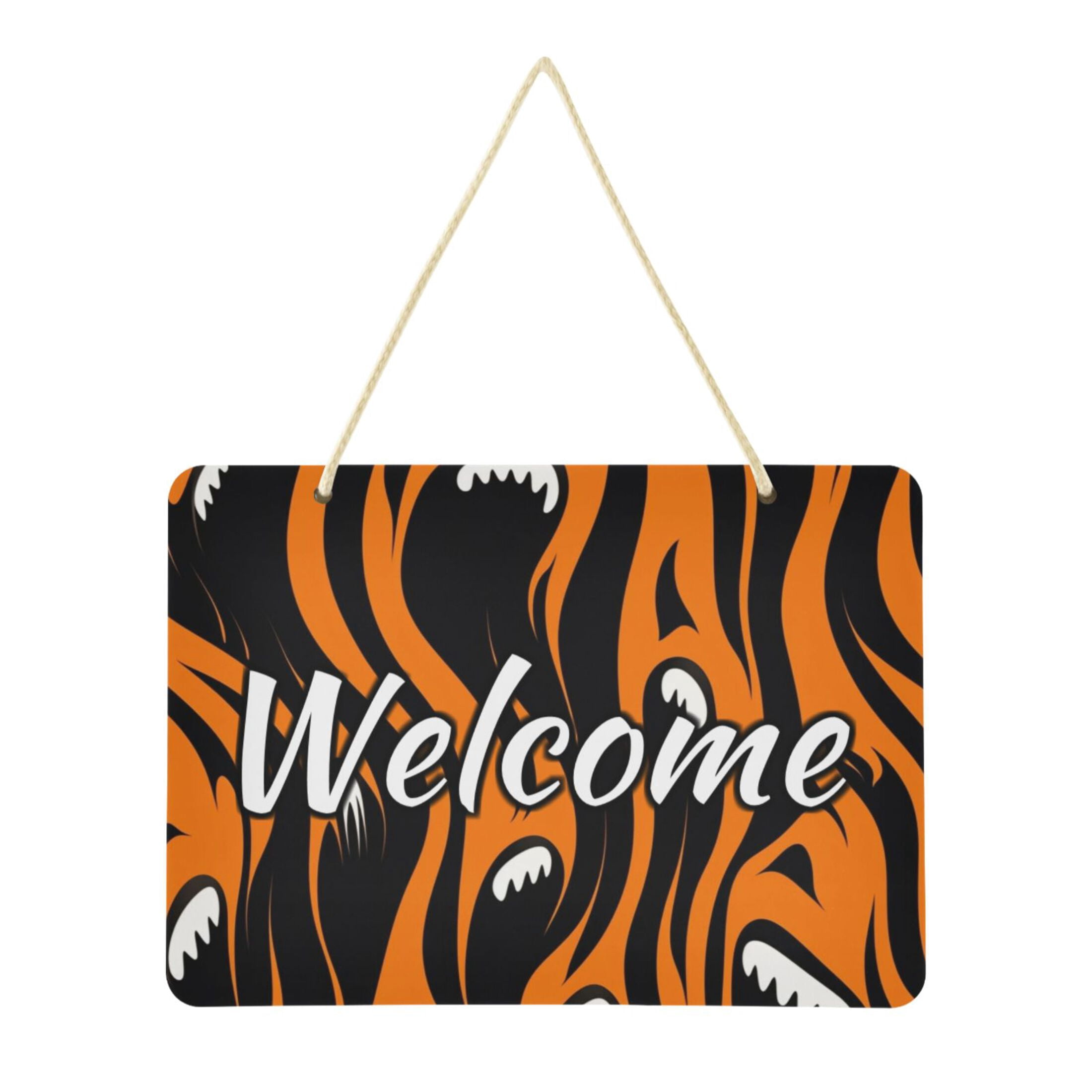 Welcome Door Sign Decoration Ghosts Teeth 13.8" Rectangular Front ...