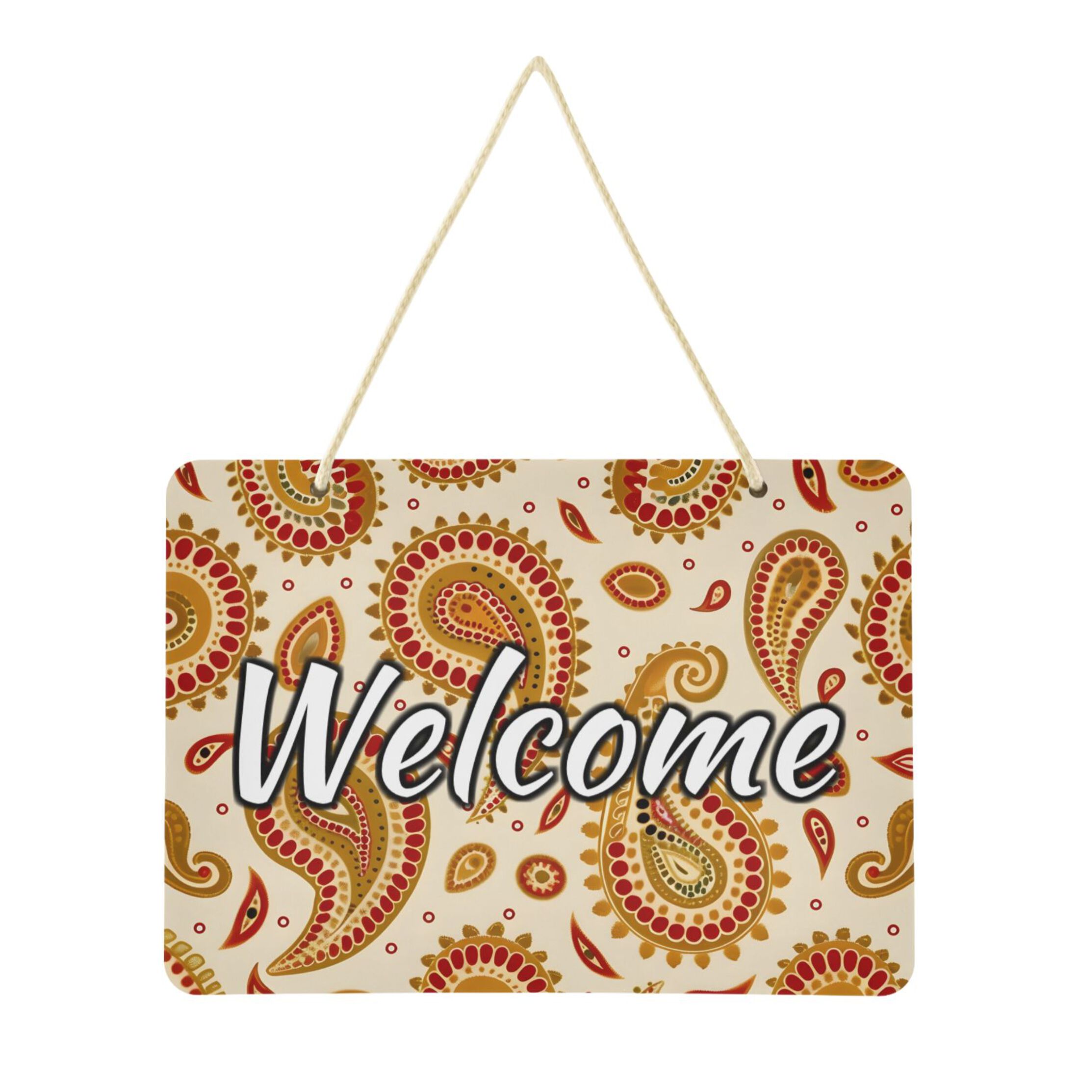 Welcome Door Sign Decoration Graffiti Boho 13.8" Rectangular Front ...