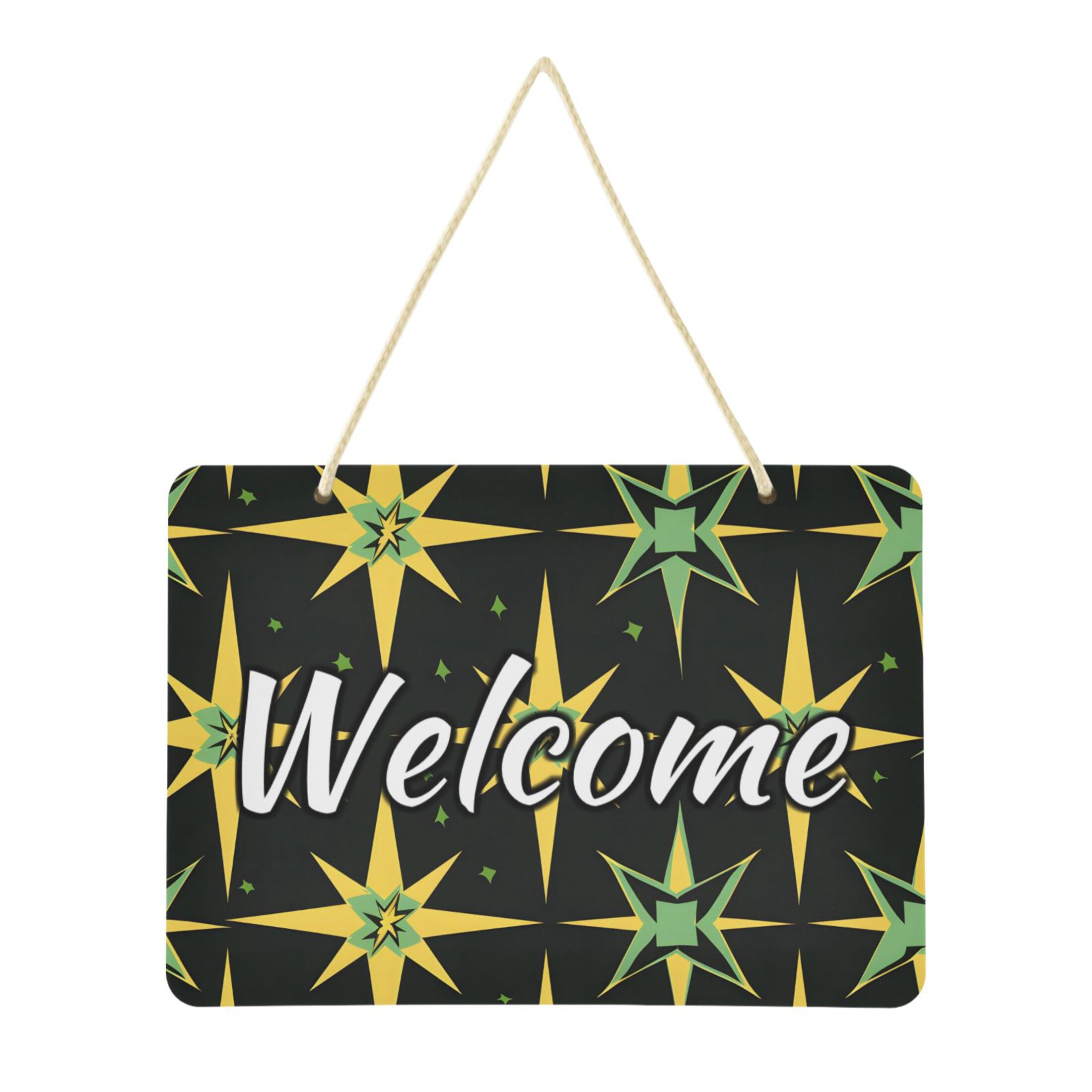 Welcome Door Sign Decoration Graffiti Green and Yellow 13.8 ...