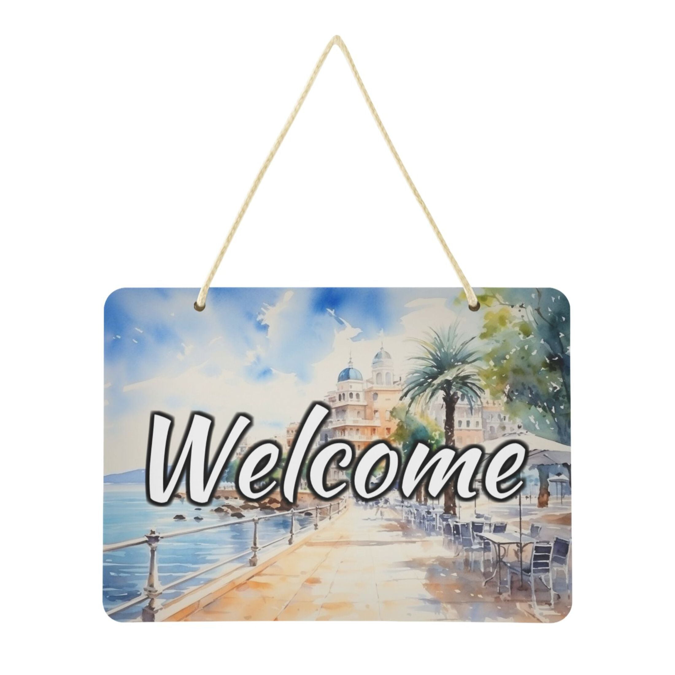 Welcome Door Sign Decoration Landscape 13.8" Rectangular Front Entrance ...