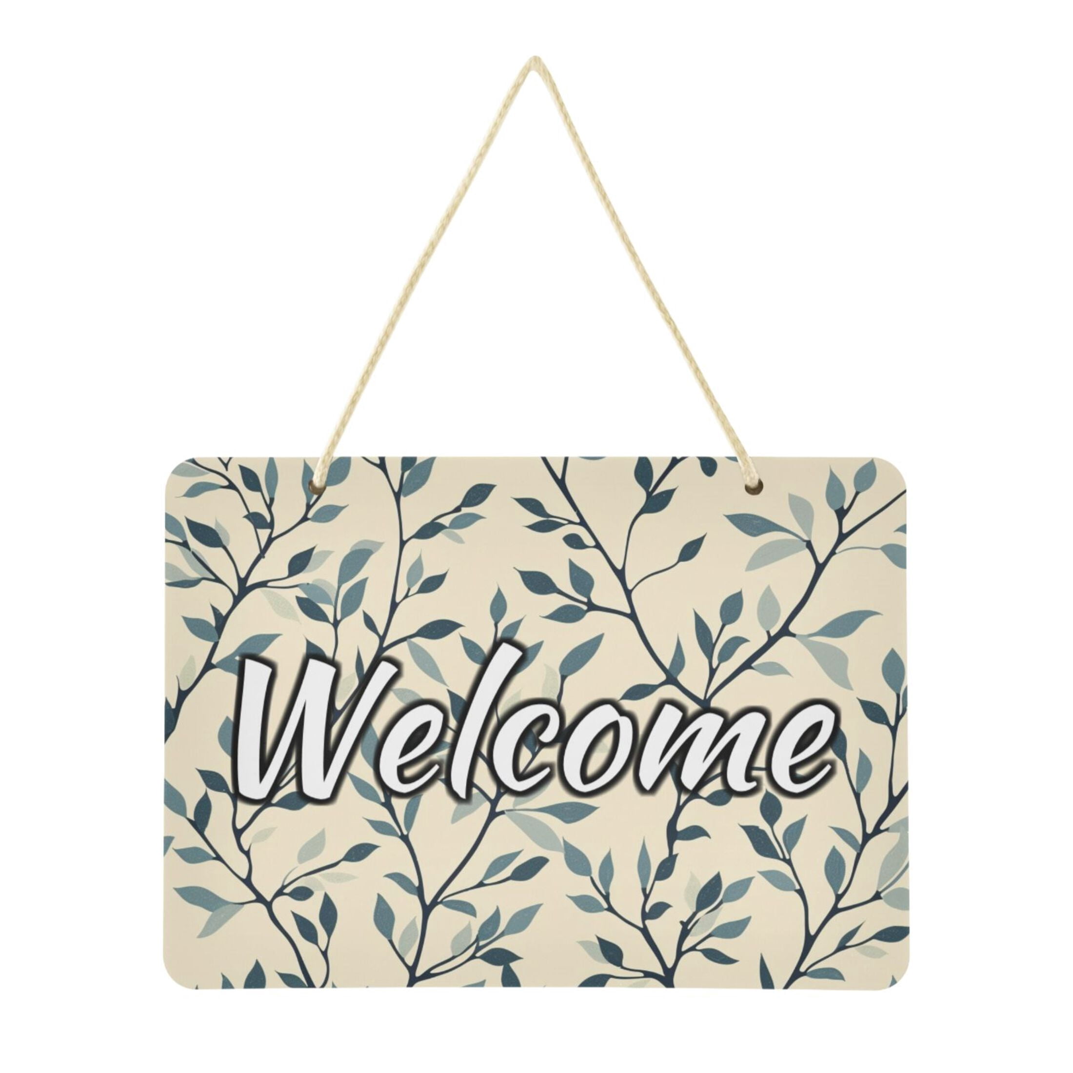 Welcome Door Sign Decoration Leaf Pattern 13.8" Rectangular Front ...