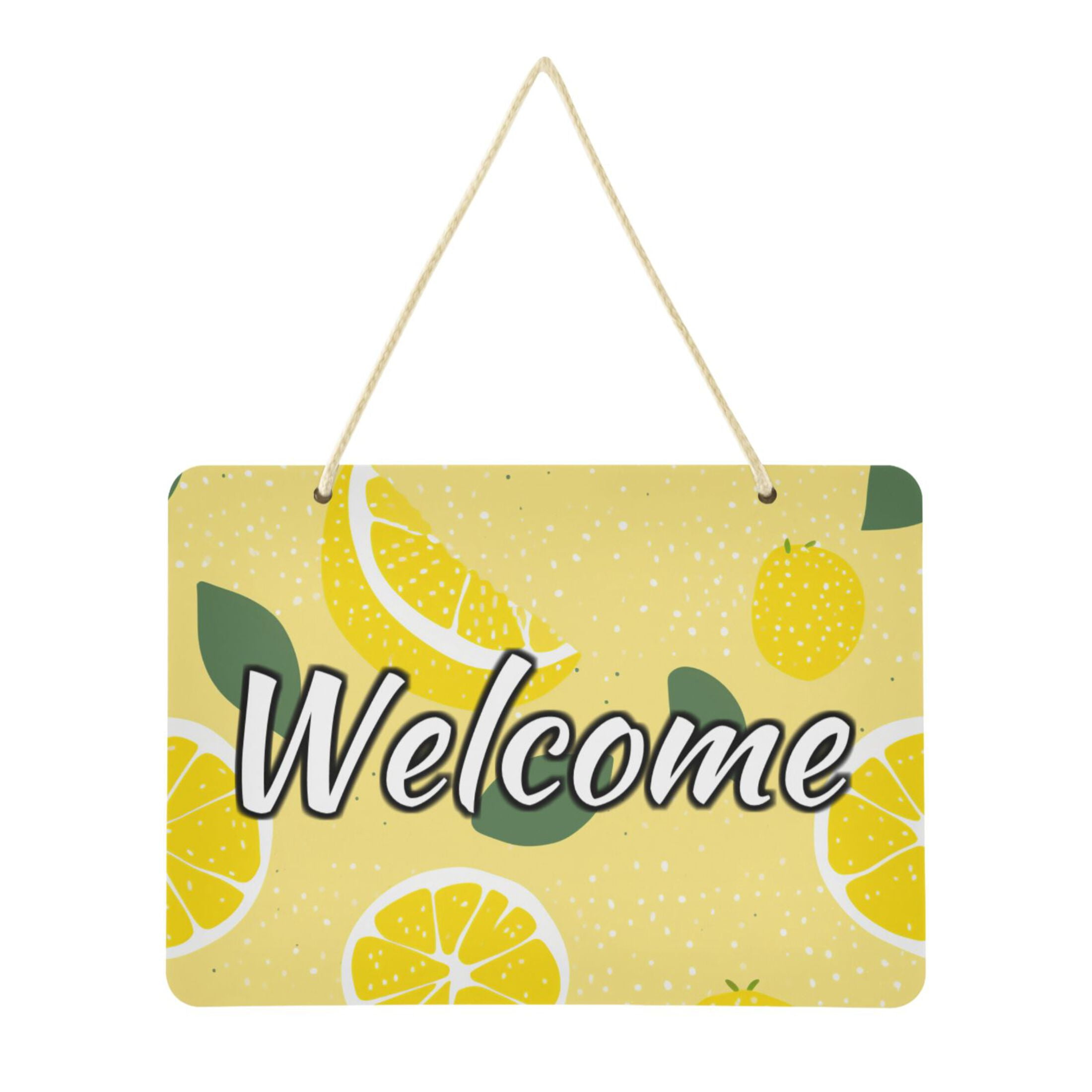 Welcome Door Sign Decoration Lemon 13.8" Rectangular Front Entrance ...