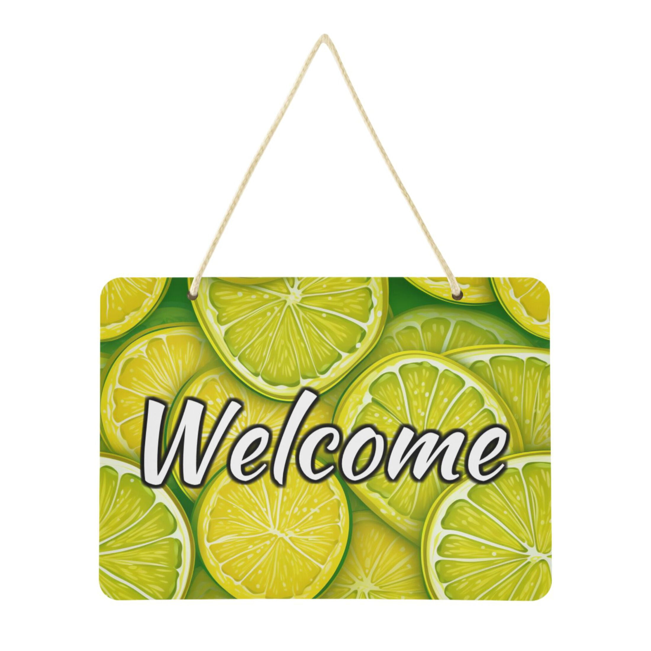 Welcome Door Sign Decoration Lemon Fruit 13.8" Rectangular Front ...
