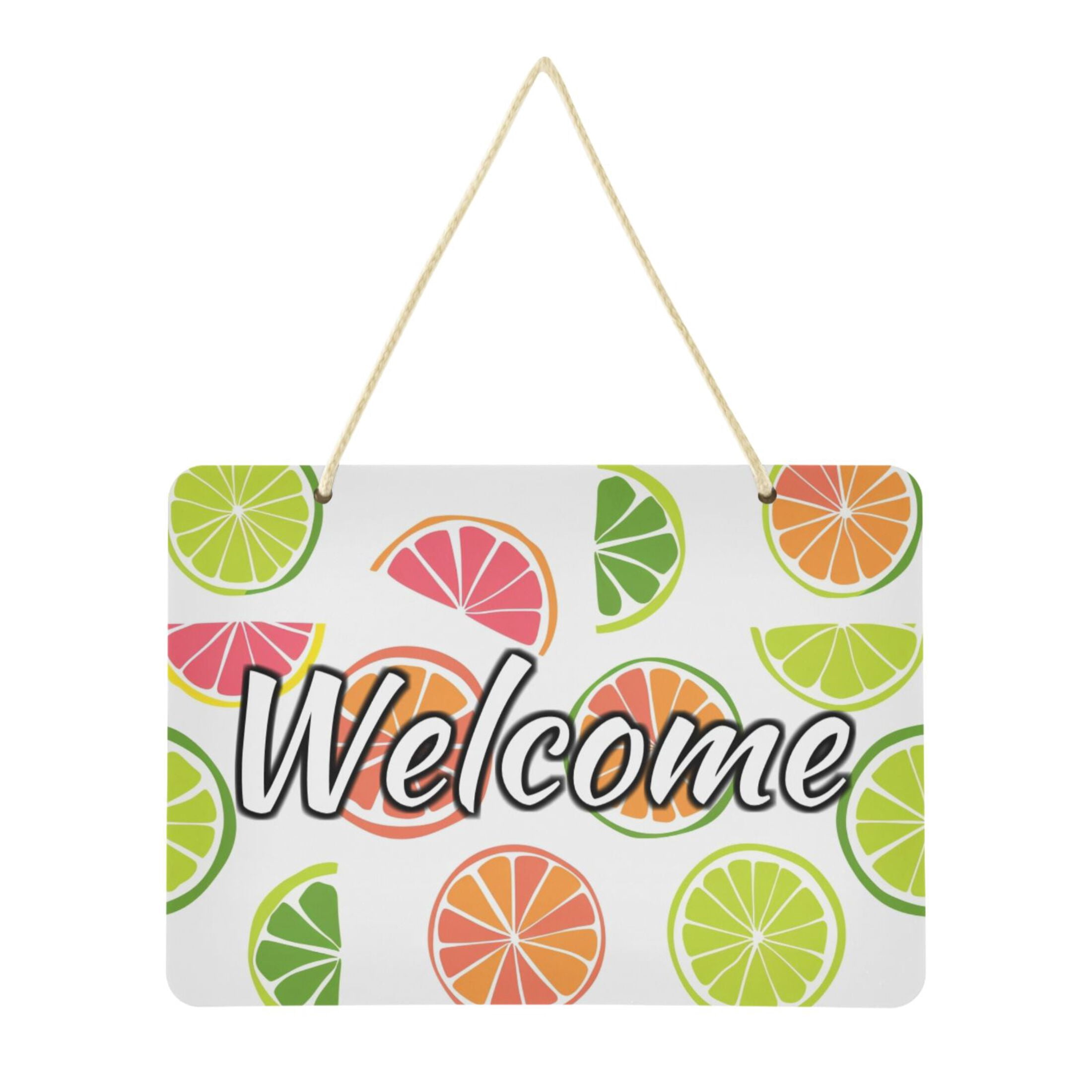 Welcome Door Sign Decoration Lemon Summer Style 13.8" Rectangular Front ...