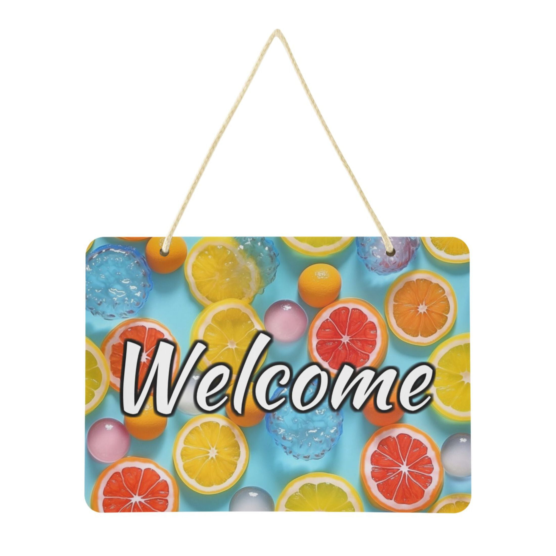 Welcome Door Sign Decoration Lemons 13.8" Rectangular Front Entrance ...