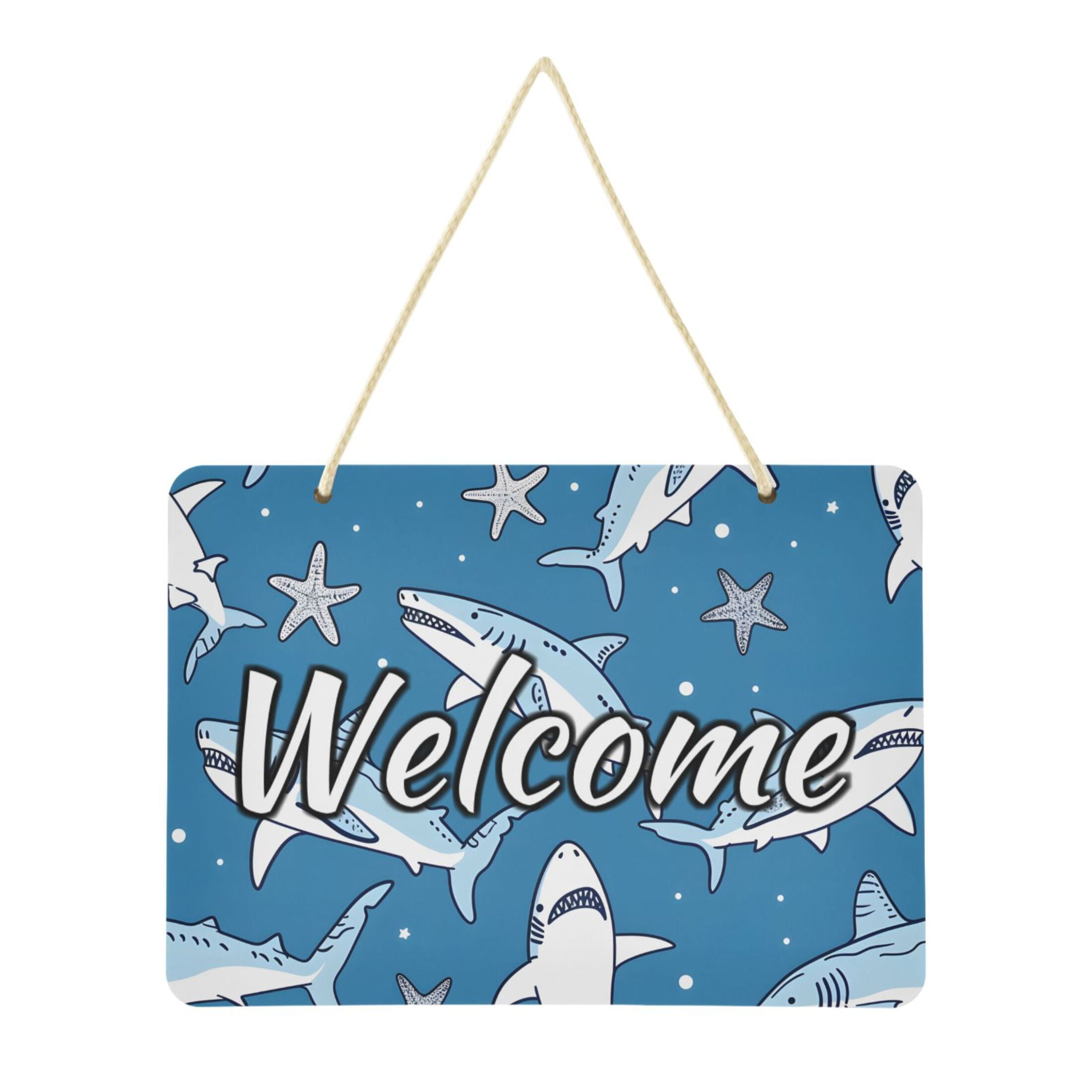 Welcome Door Sign Decoration Ocean Sharks and Sea Stars 13.8 ...