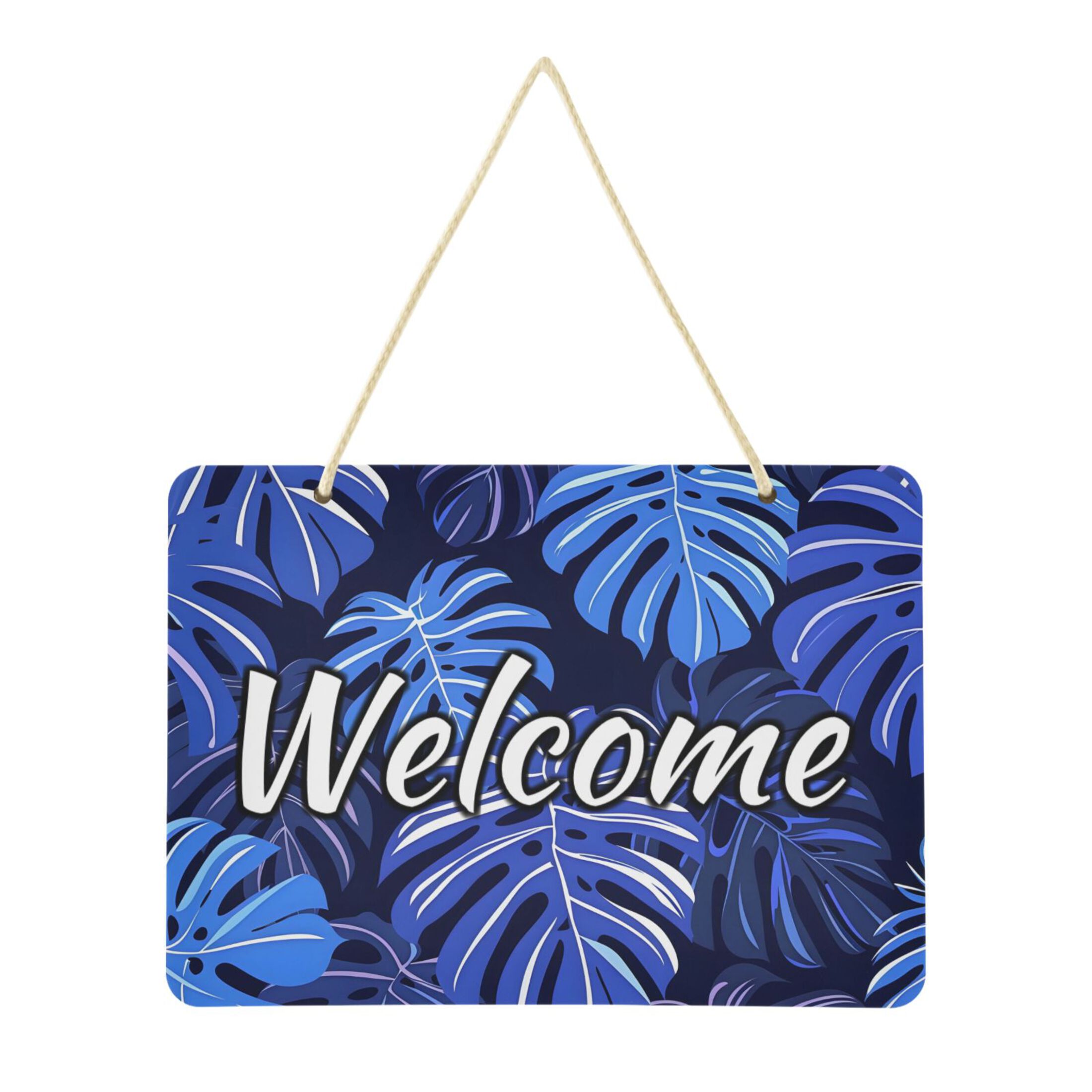 Welcome Door Sign Decoration Palm Leaf 13.8" Rectangular Front Entrance ...