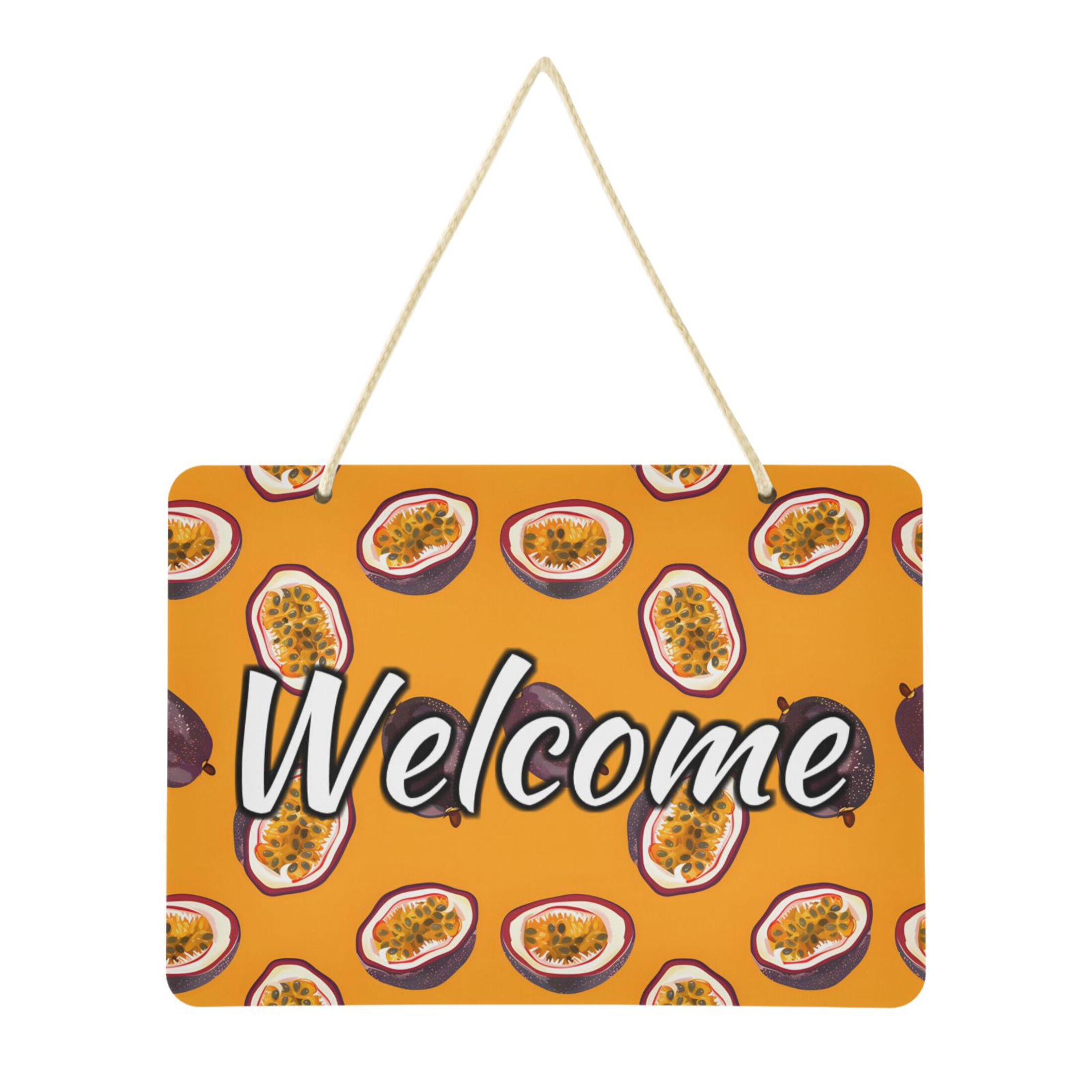 Welcome Door Sign Decoration Passion Fruit Texture 13.8" Rectangular ...