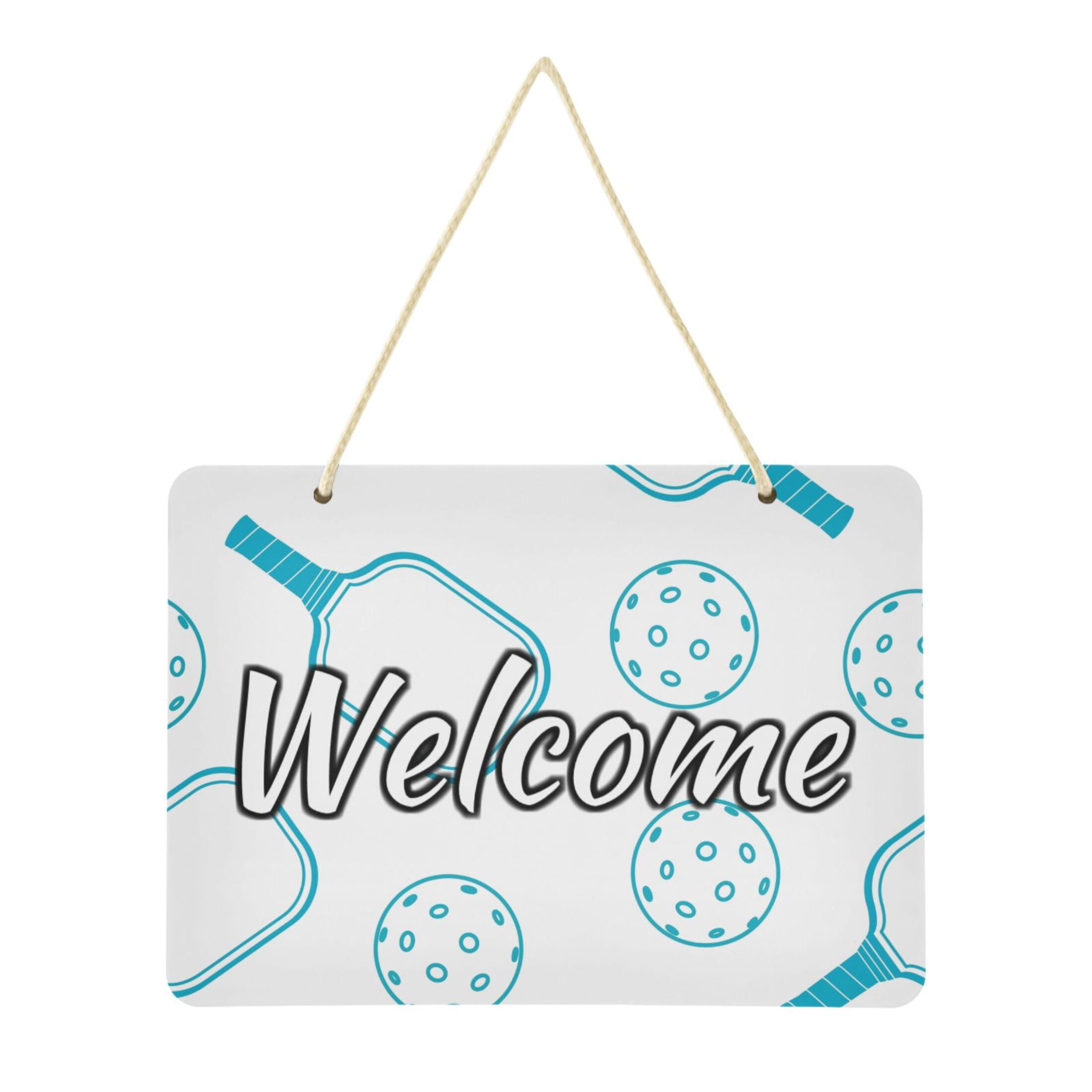 Welcome Door Sign Decoration Pickleball Blue 13.8" Rectangular Front ...