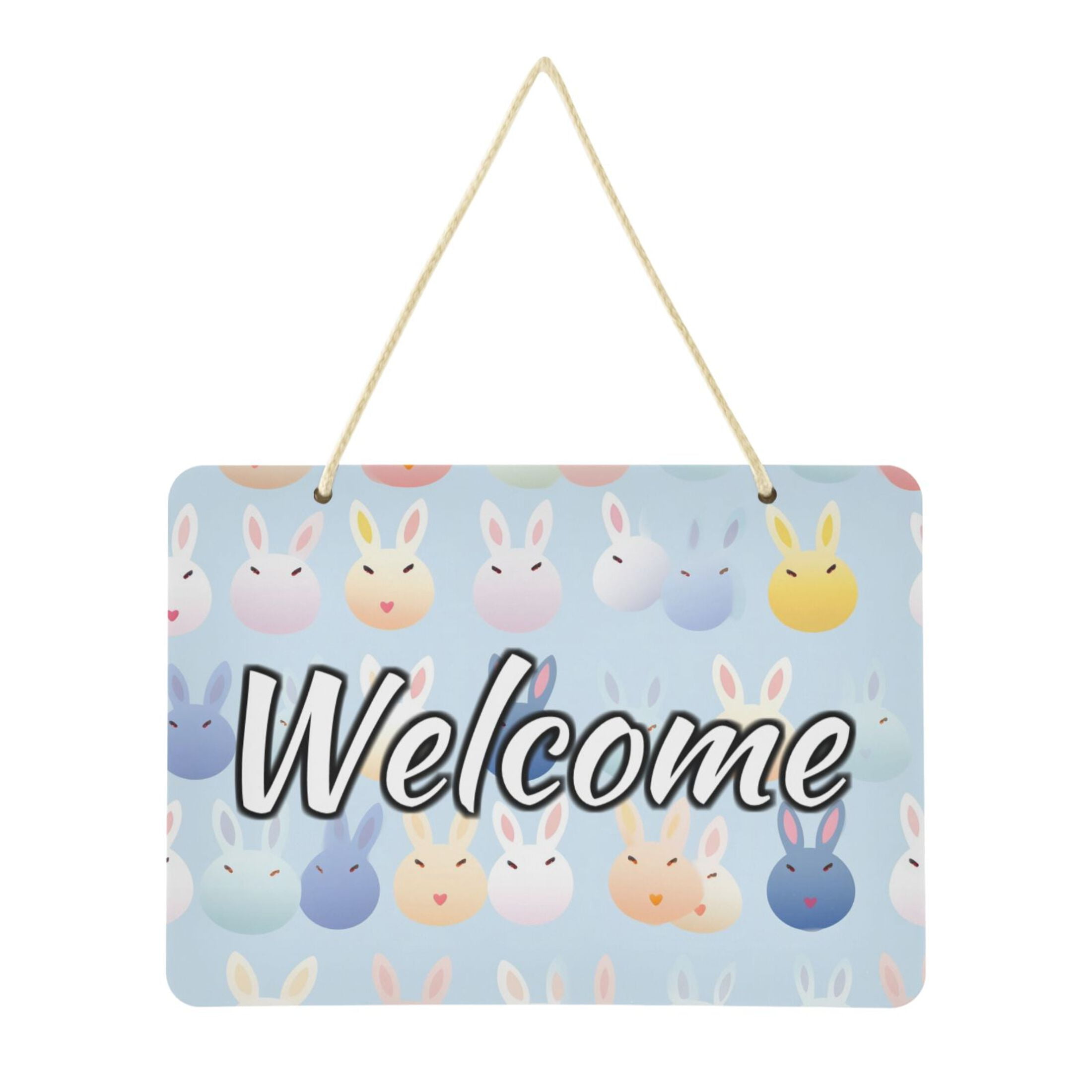 Welcome Door Sign Decoration Rabbits Easter 13.8" Rectangular Front ...