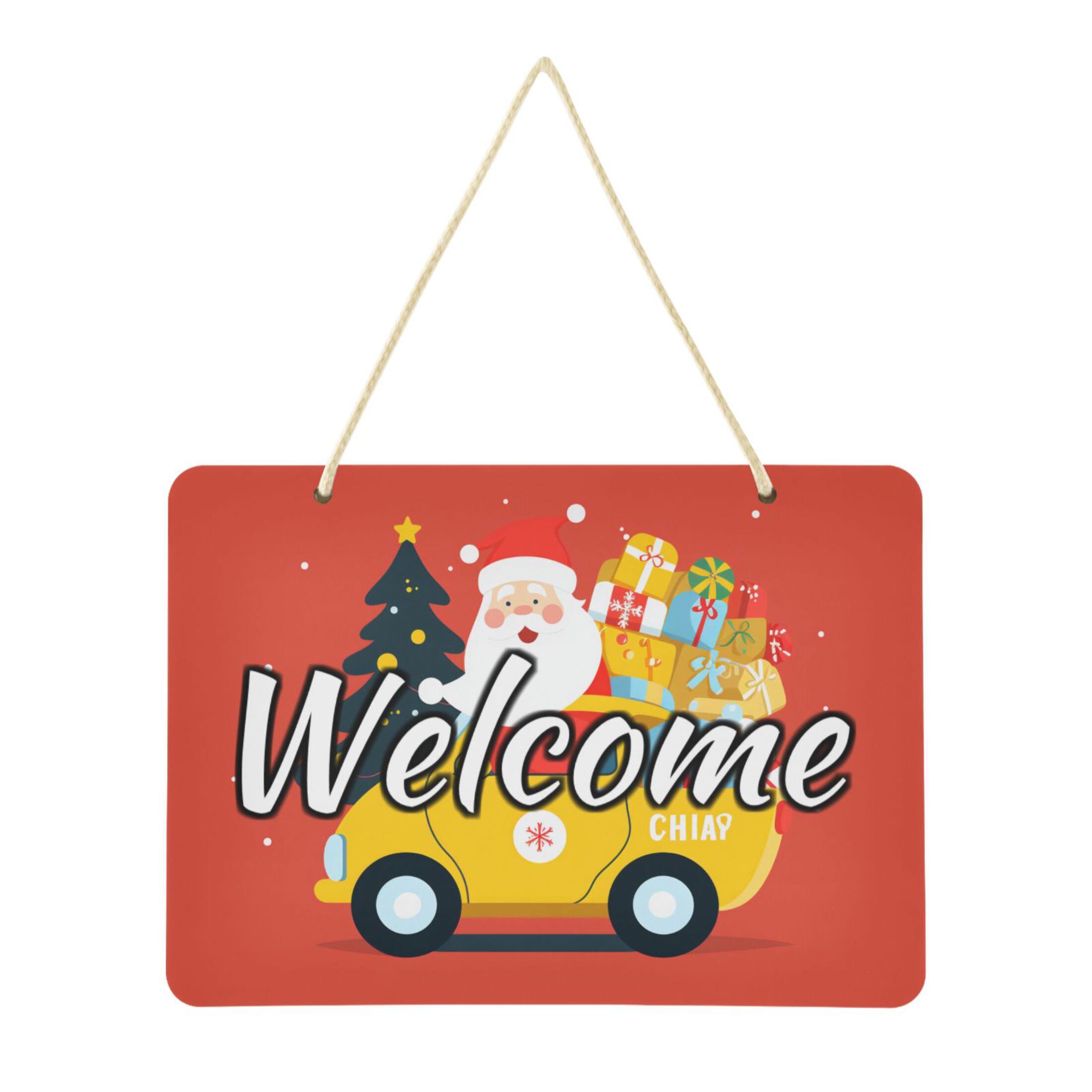 Welcome Door Sign Decoration Santa Claus Christmas 13.8" Rectangular ...
