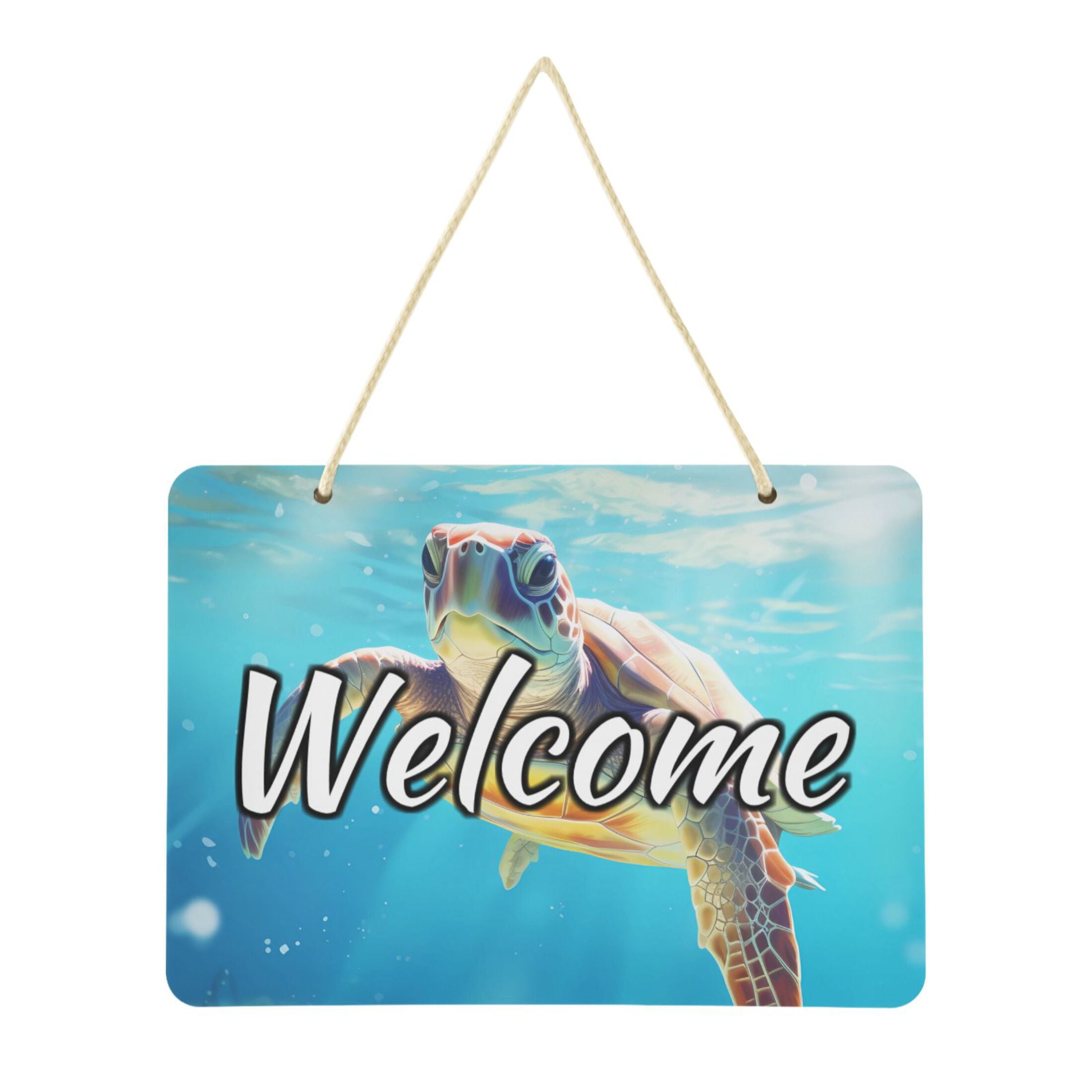 Welcome Door Sign Decoration Sea Turtle 13.8" Rectangular Front ...