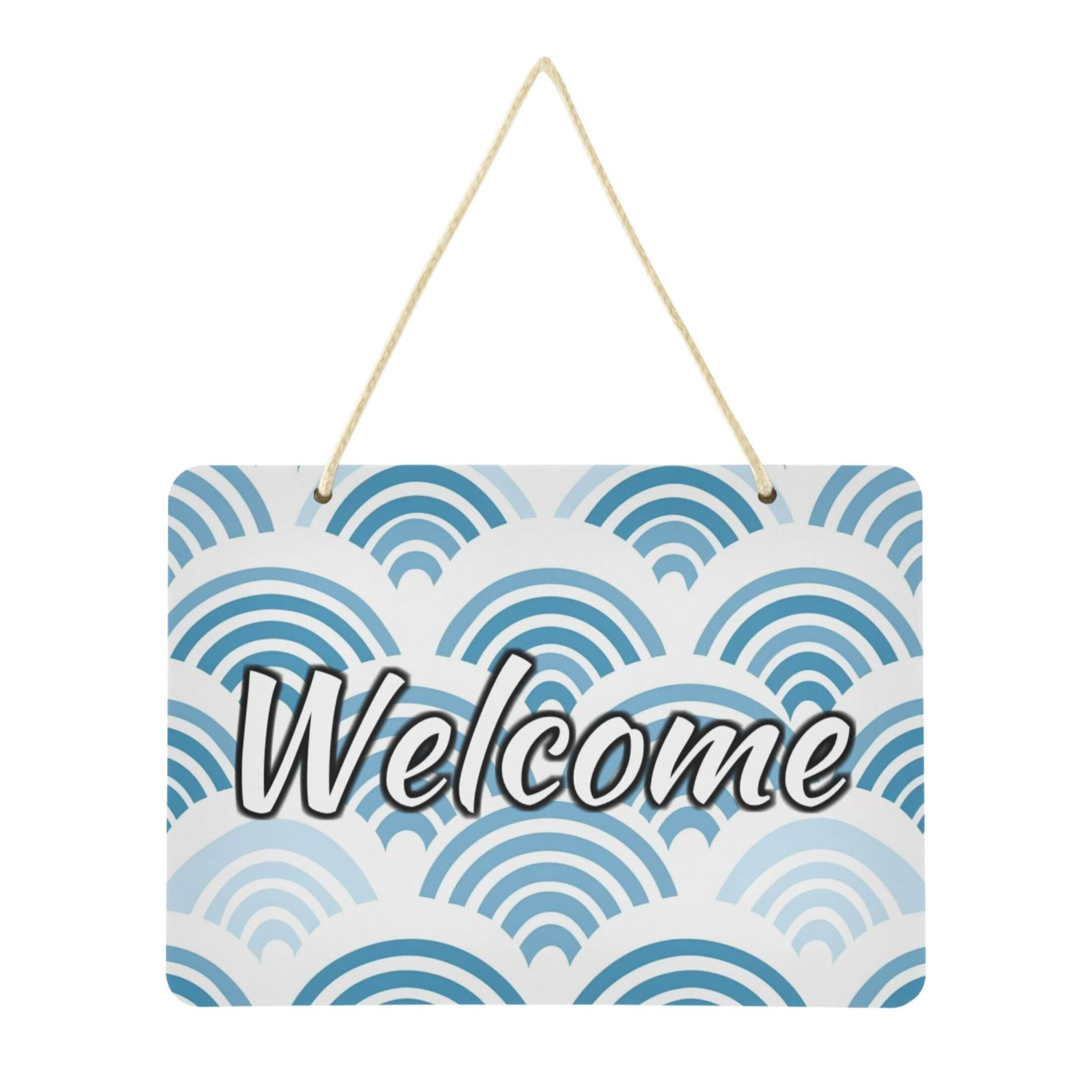 Welcome Door Sign Decoration Sea Wave 13.8" Rectangular Front Entrance ...