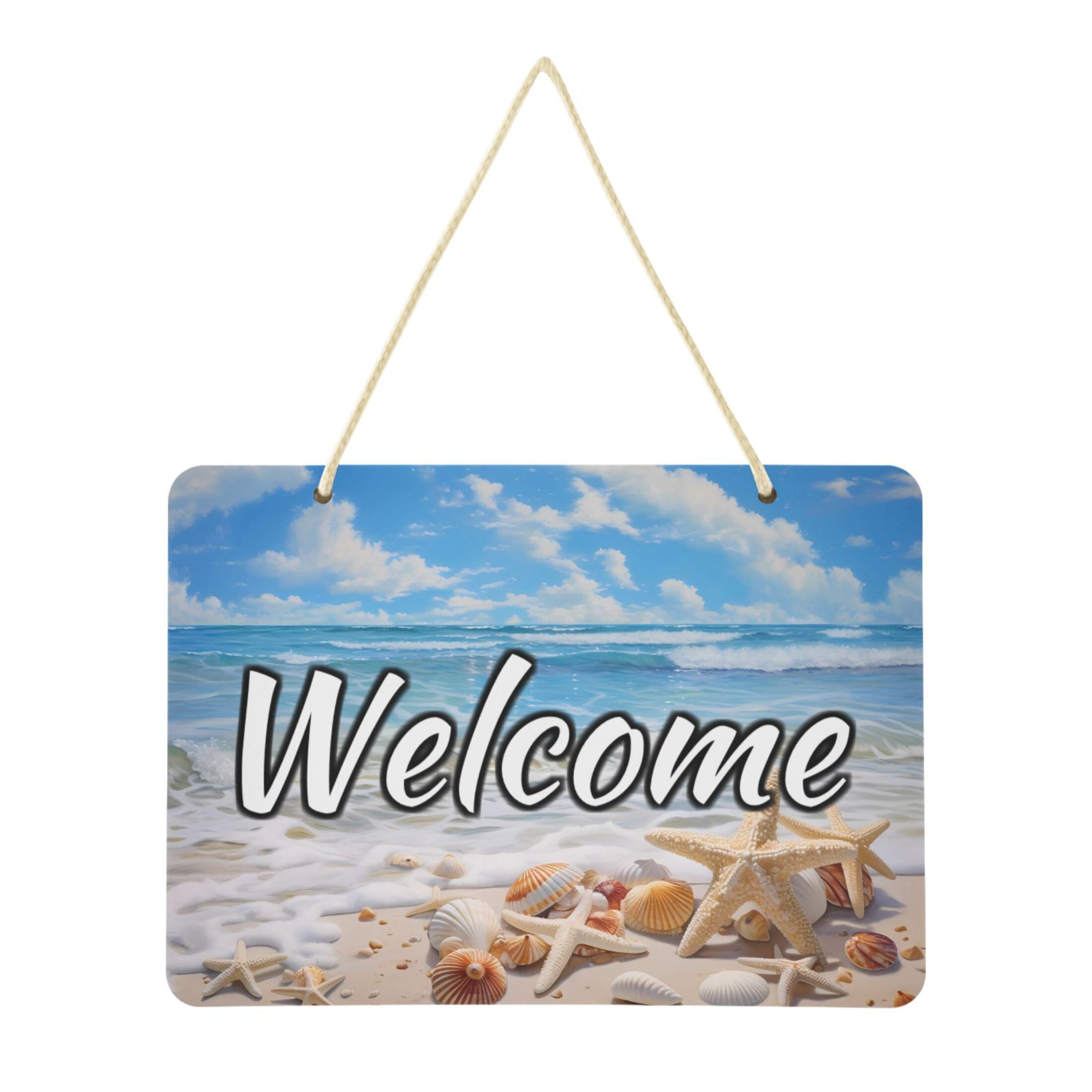 Welcome Door Sign Decoration Seastar Seashell on Beach 13.8 ...