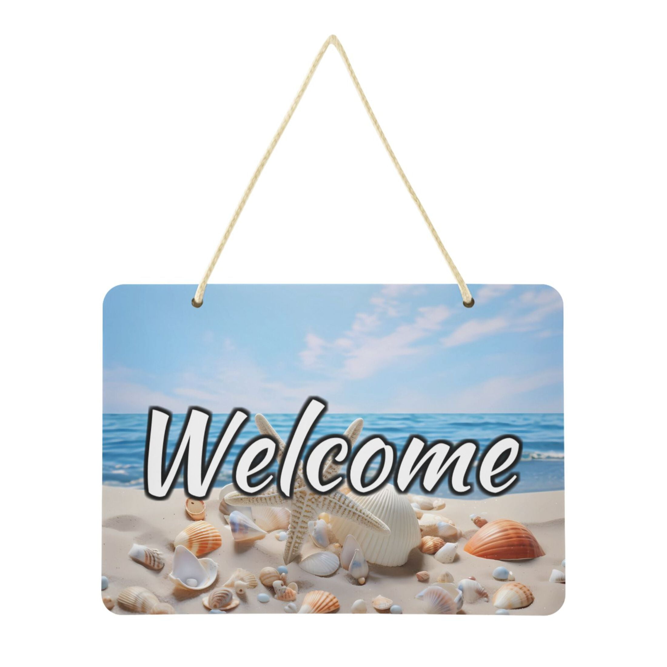 Welcome Door Sign Decoration Seastar and Shells on Beach 13.8 ...