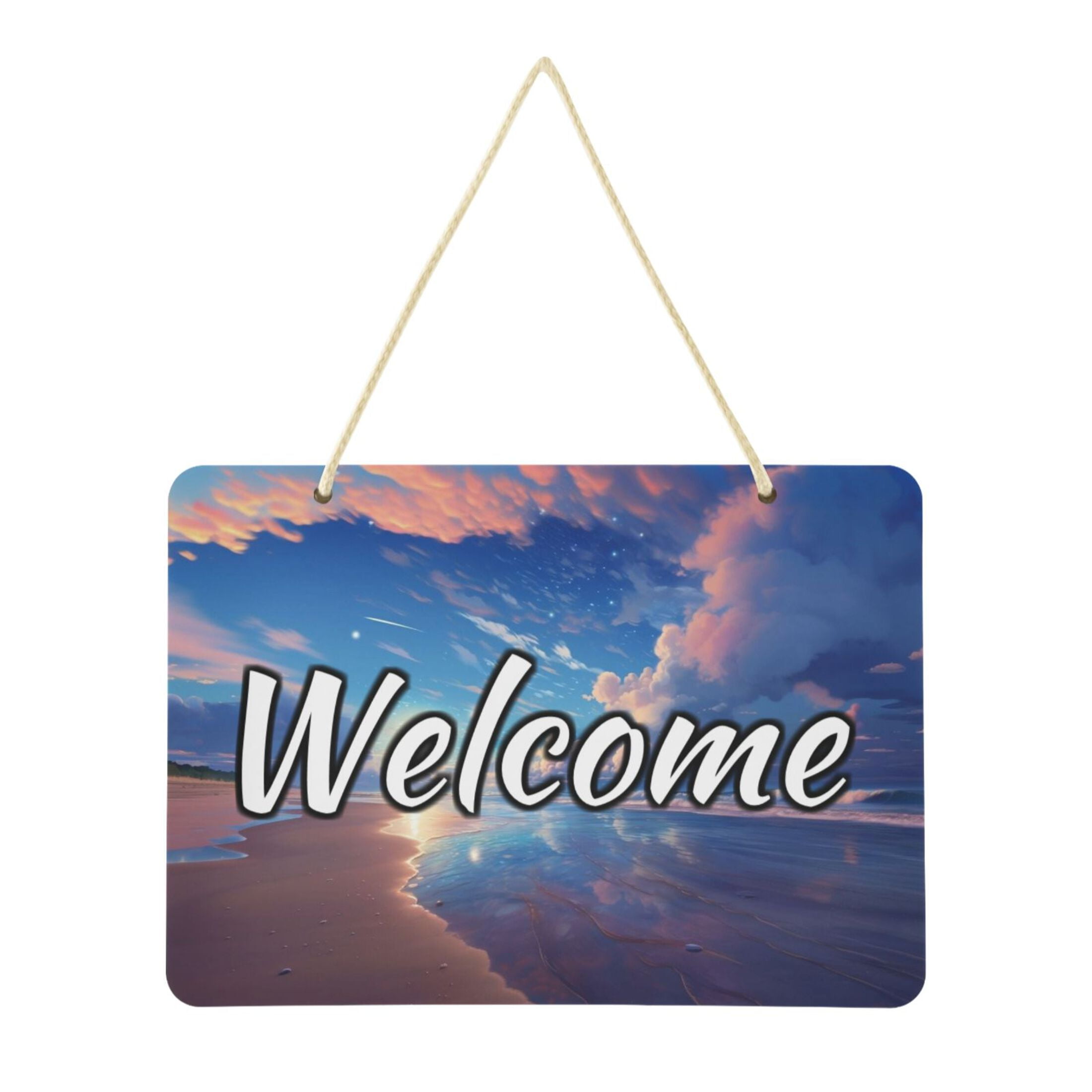 Welcome Door Sign Decoration Sky Landscape 13.8" Rectangular Front ...